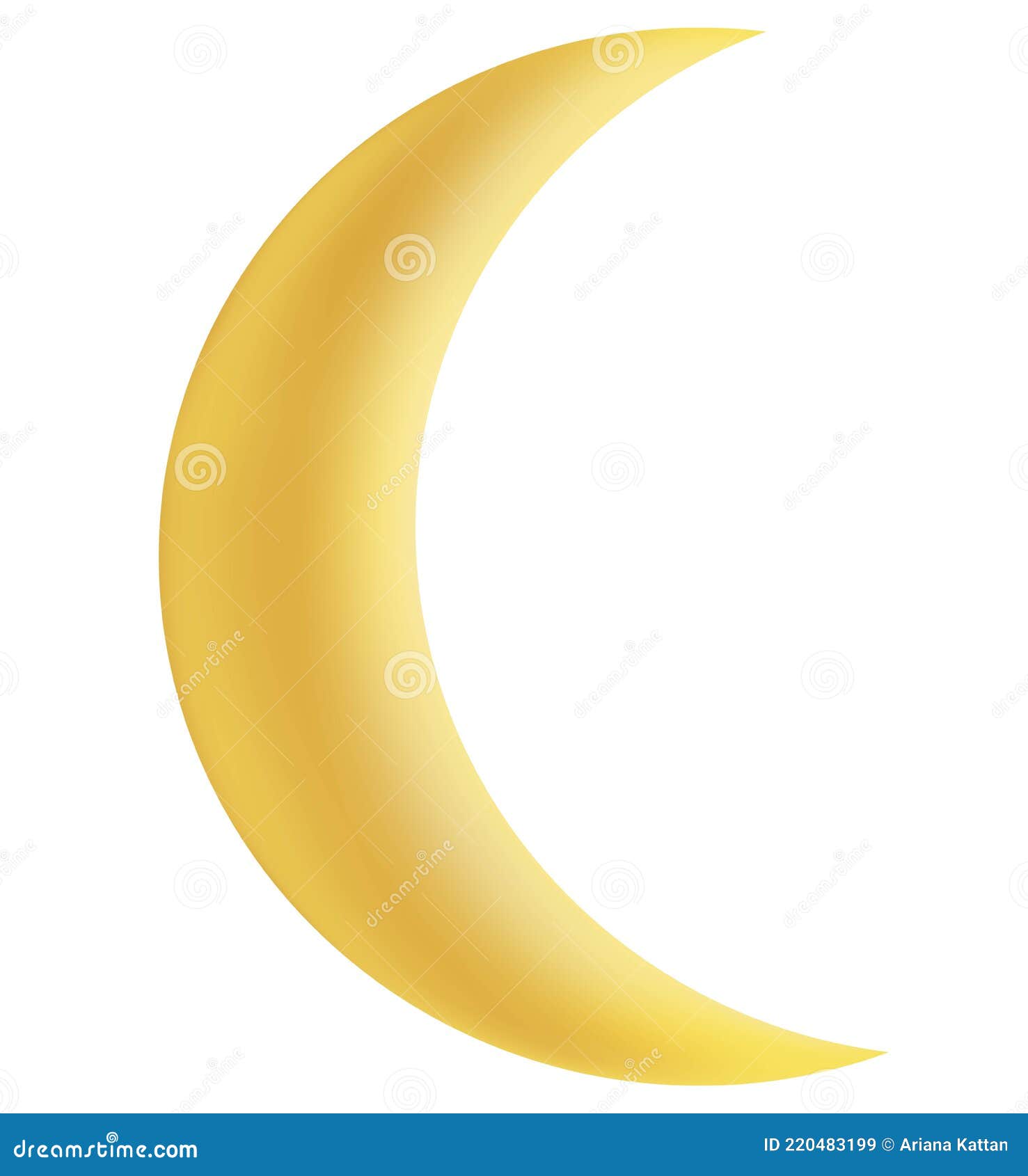 Moon Illustration Golden Shape. Golden New Moon Isolated Stock ...