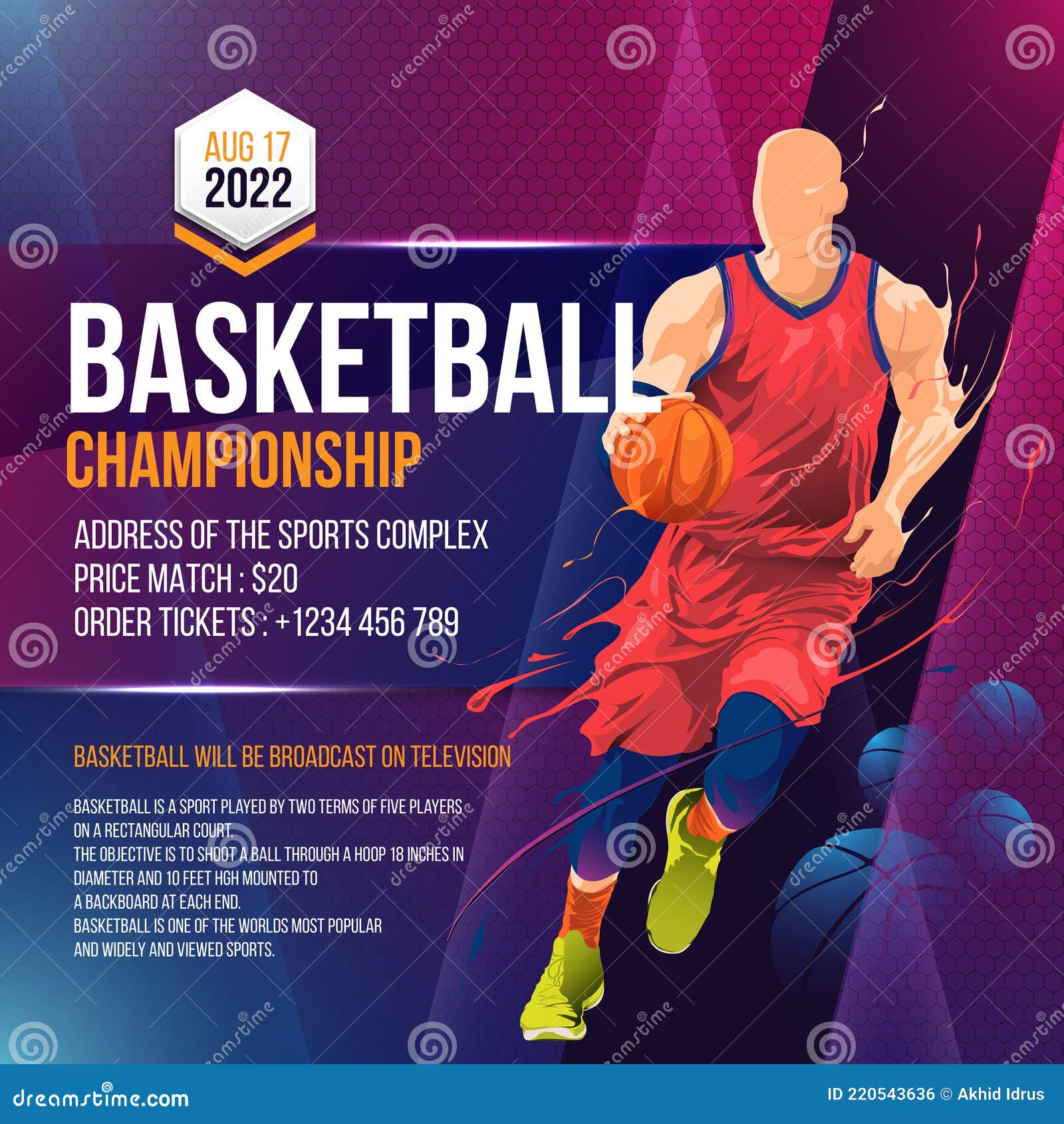 Basketball Tournament Social Media Post Flyer Template Stock Vector ...