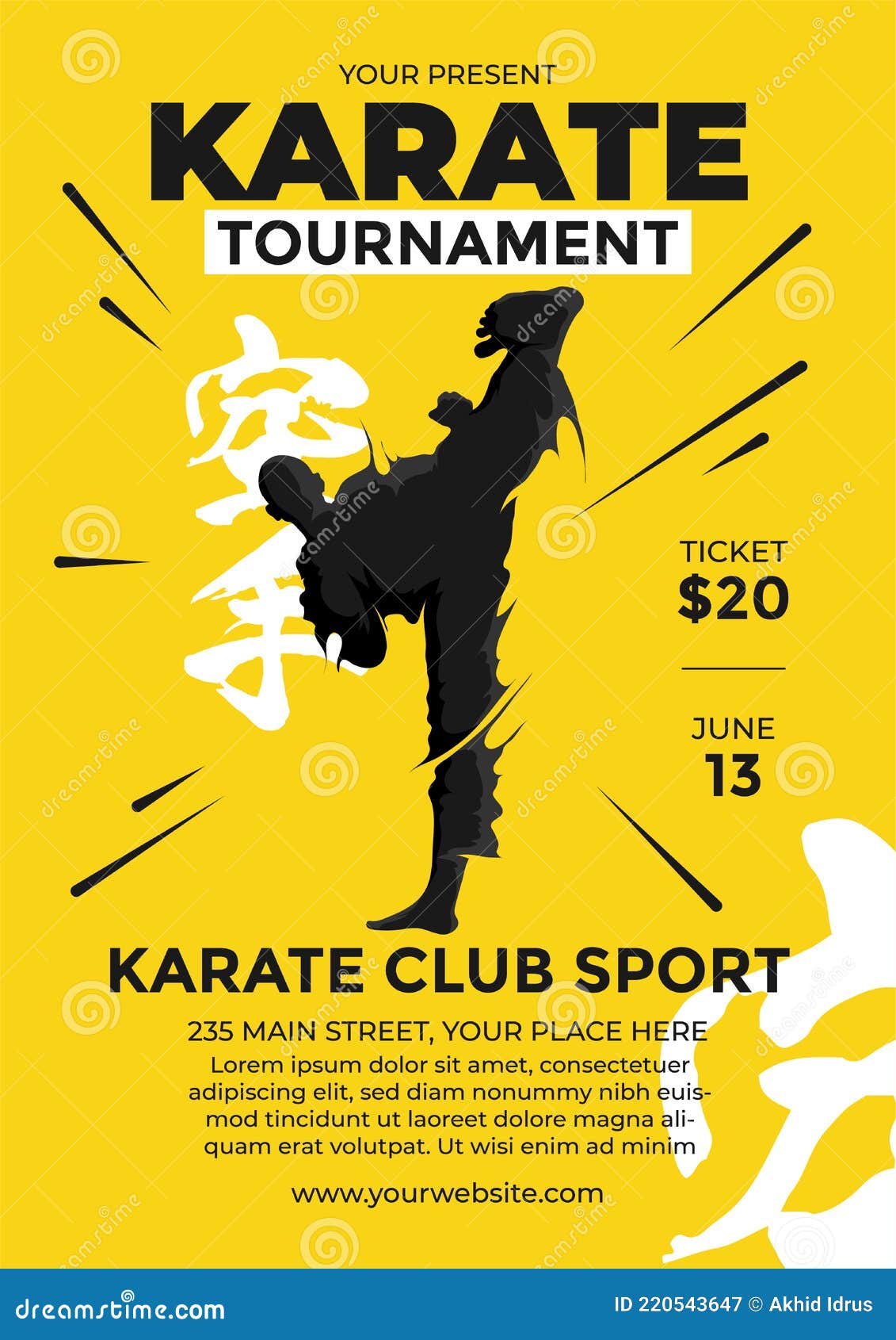 Karate Tournament Flyer Design Template Stock Vector - Illustration of ...