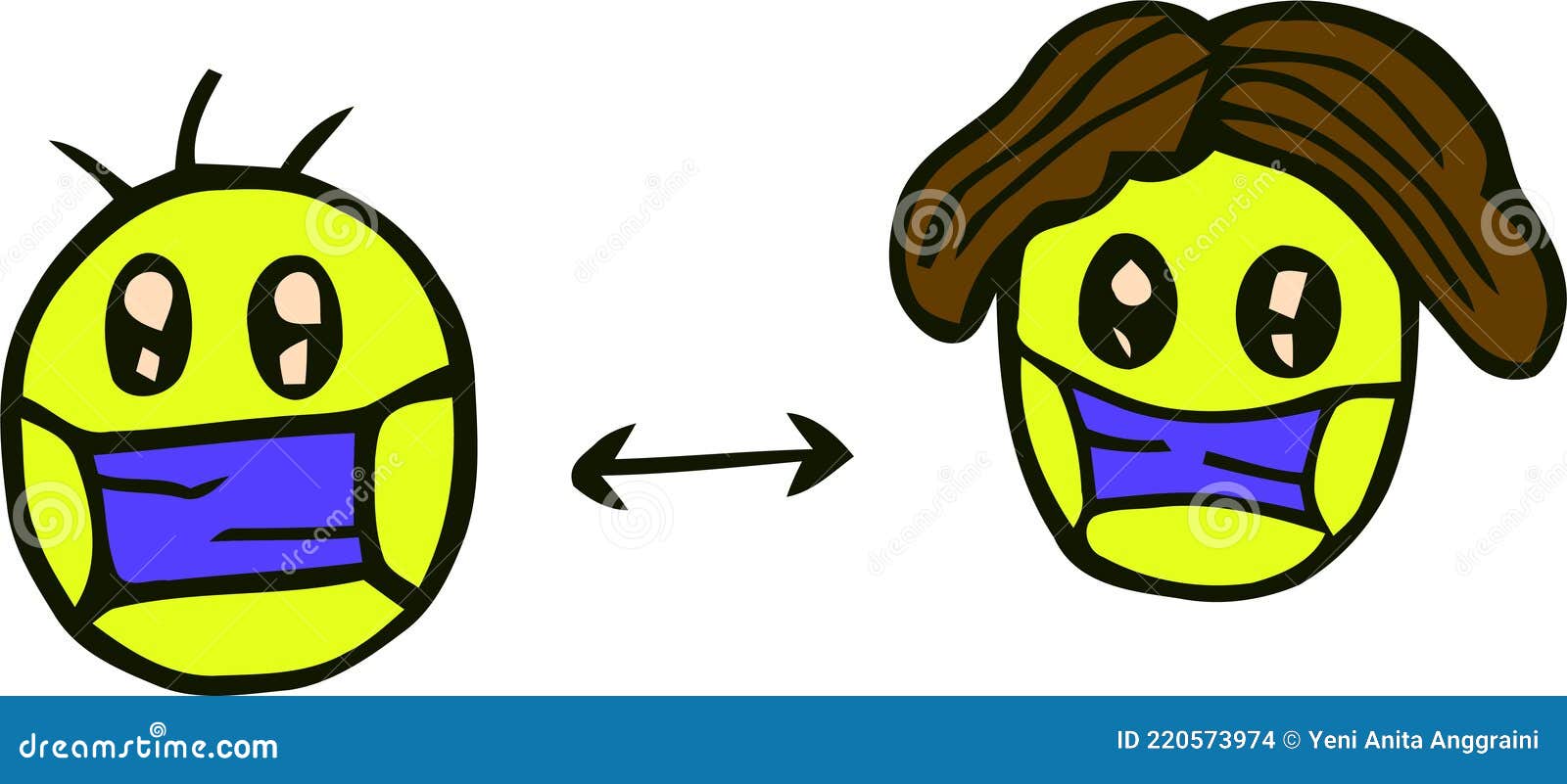 Use Mask Icon Cartoon Sketch. Minimalist Hand Painted Illustrations for ...