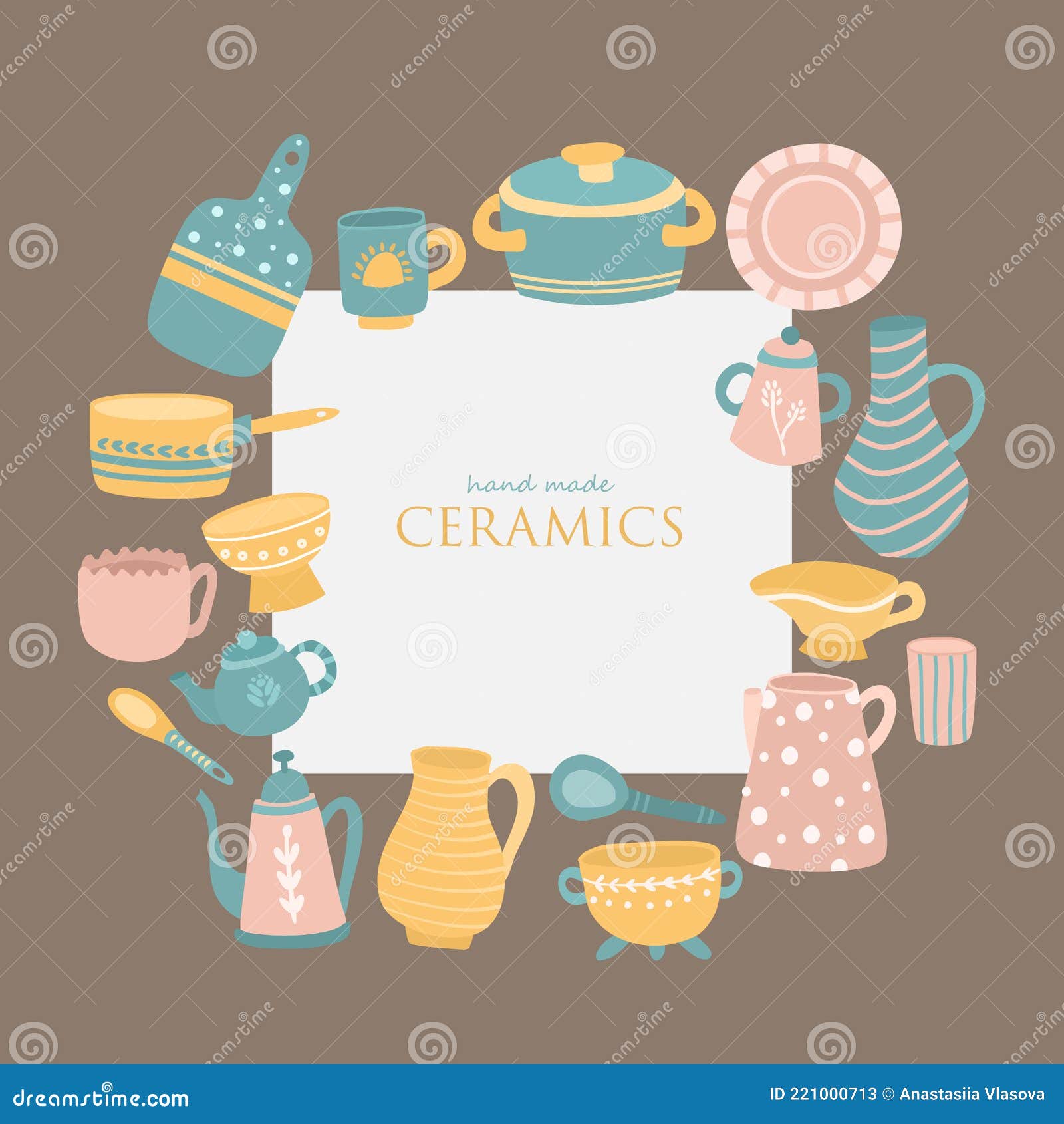 Kitchen Cartoon Ceramic Tableware Set Stock Vector - Illustration of ...