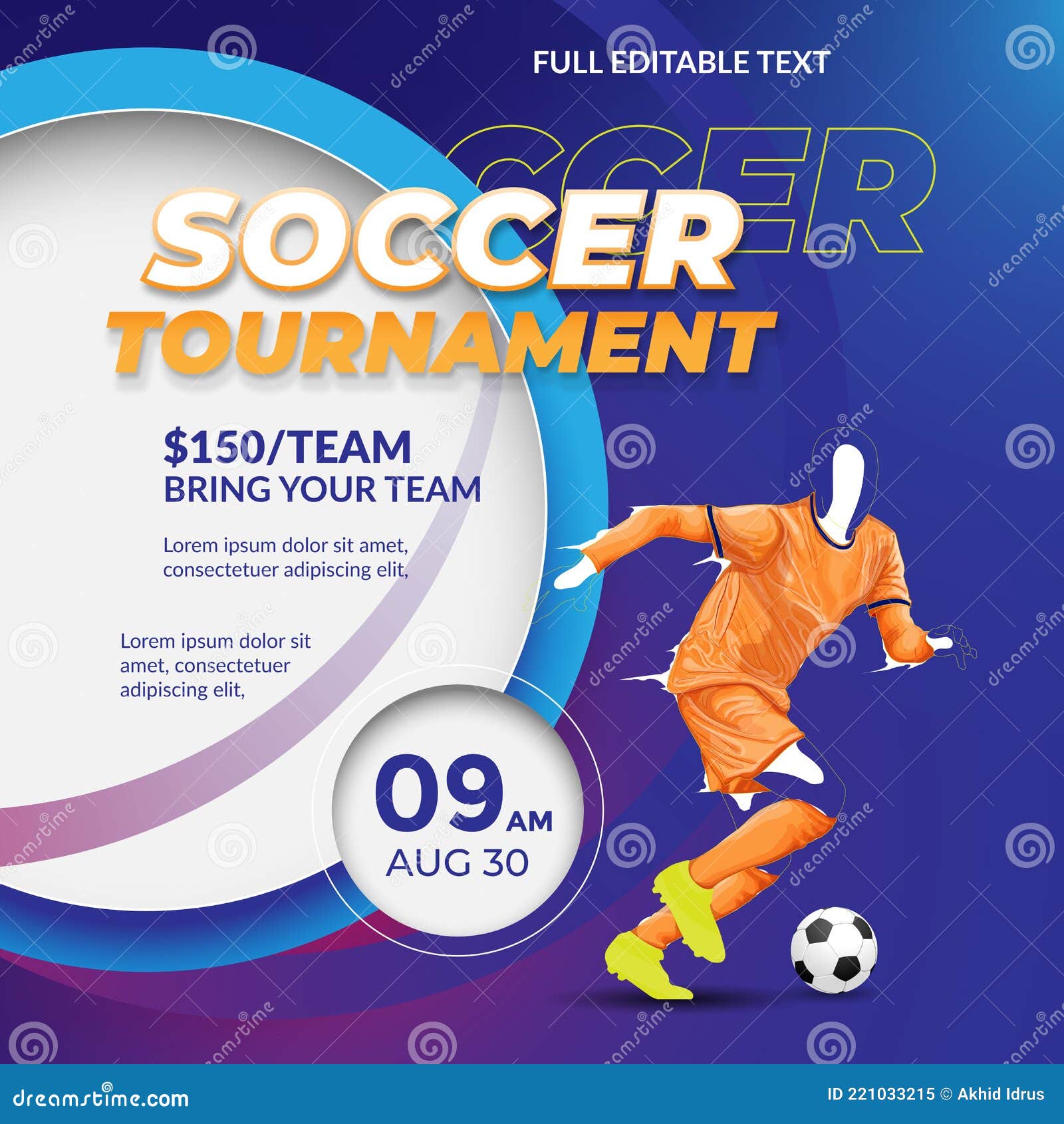 Football Soccer Tournament Flyer Design Template Stock Vector ...