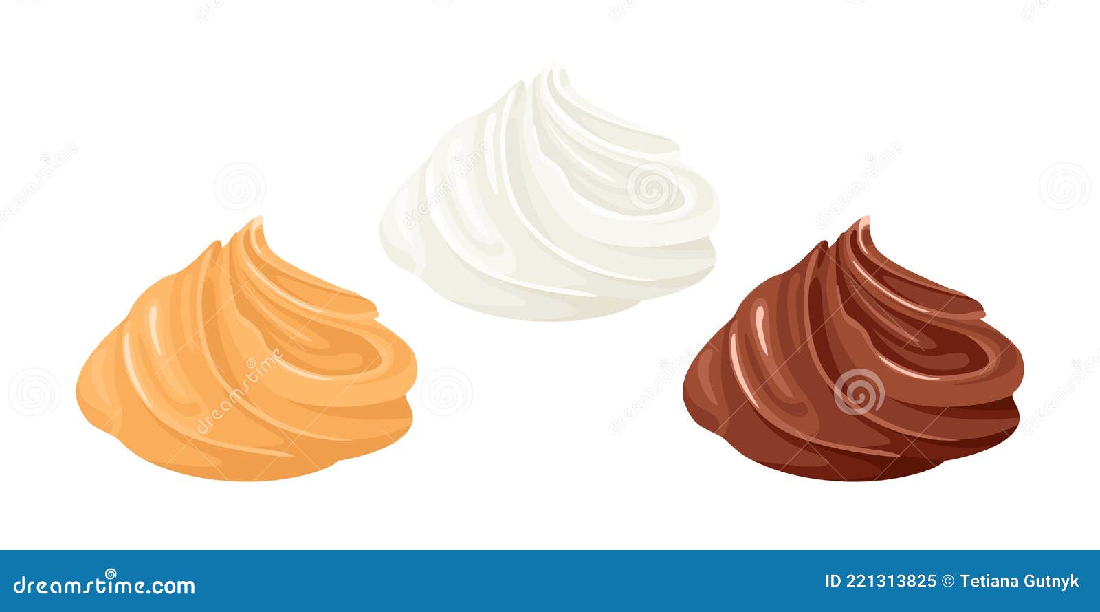 Cream Swirl Set. White Whipped Cream, Peanut Butter Swirl or Caramel ...