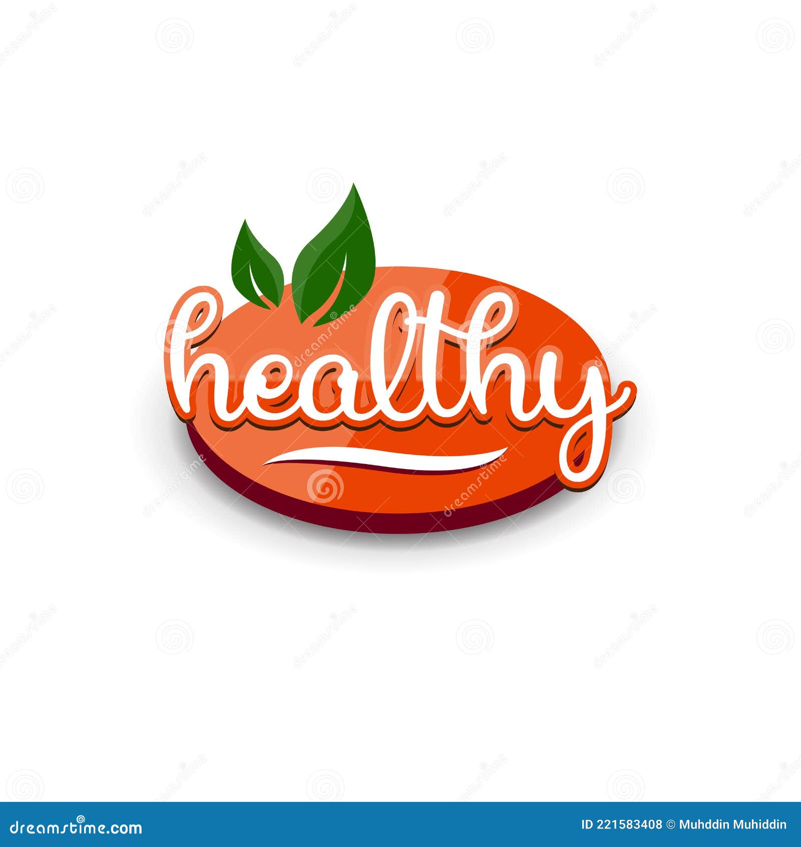 Healthy Label Modern Concept with Leaf Stock Vector - Illustration of ...