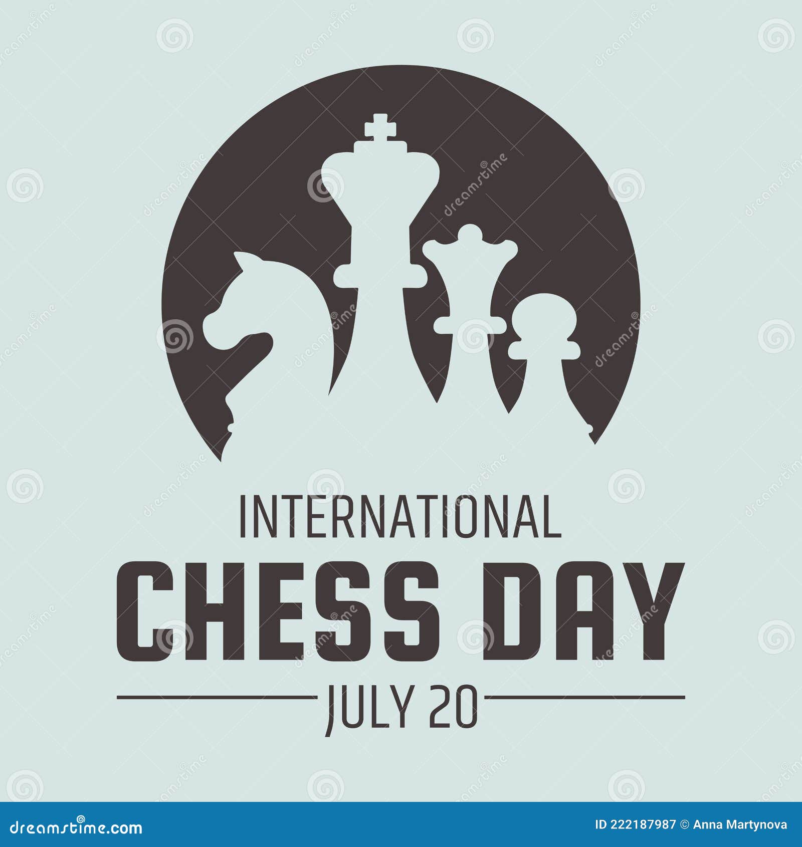 Chess Day Greeting Card. Chess Pieces Silhouettes Stock Vector ...