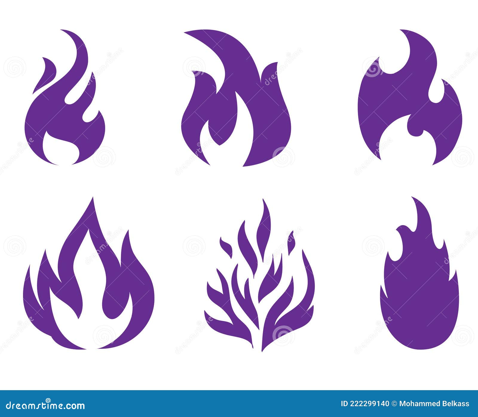 Fire Collection, A Set Of Various Shapes Vector Illustration ...