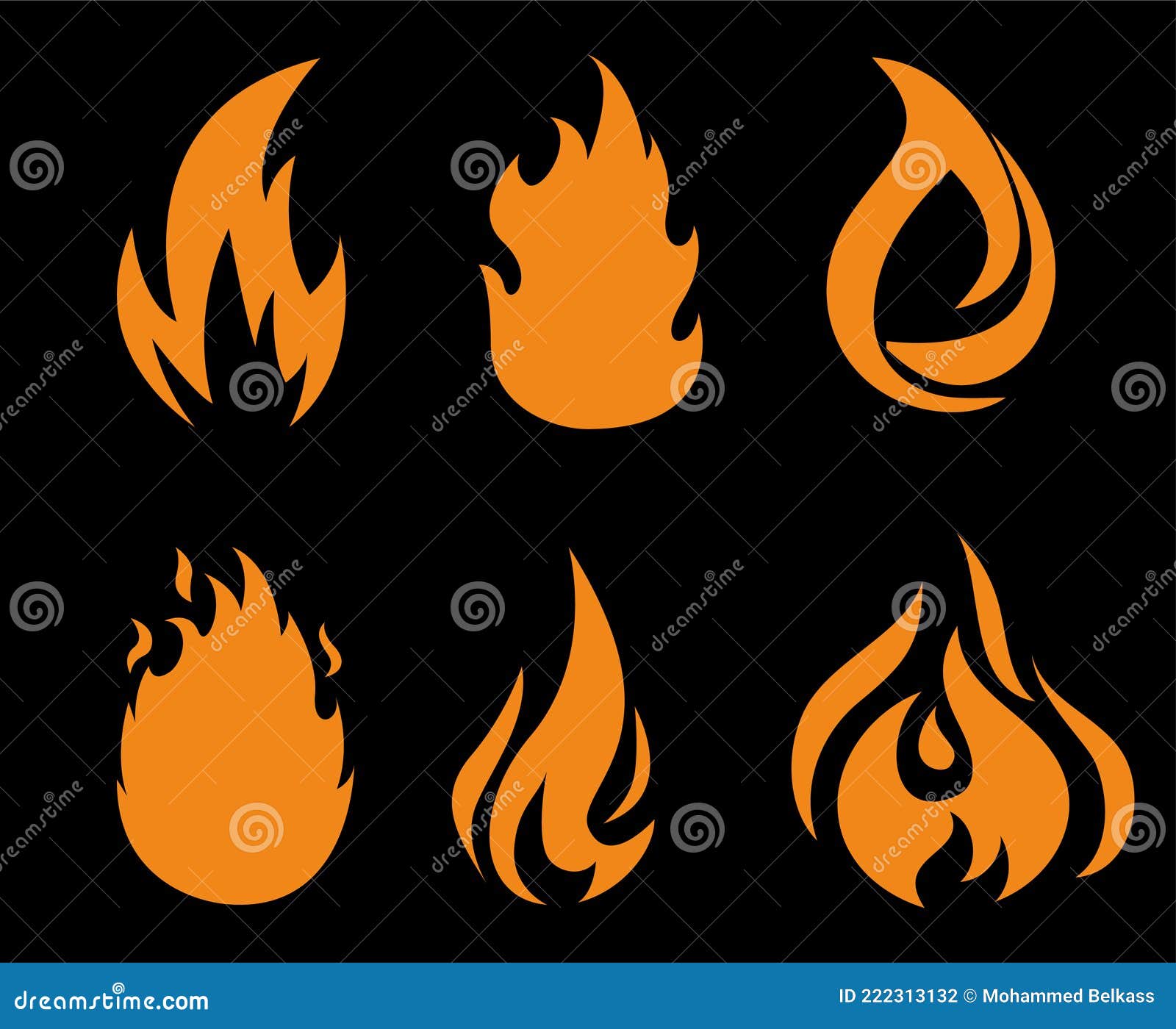 Fire Collection Orange Torch Flaming Design Stock Vector - Illustration ...