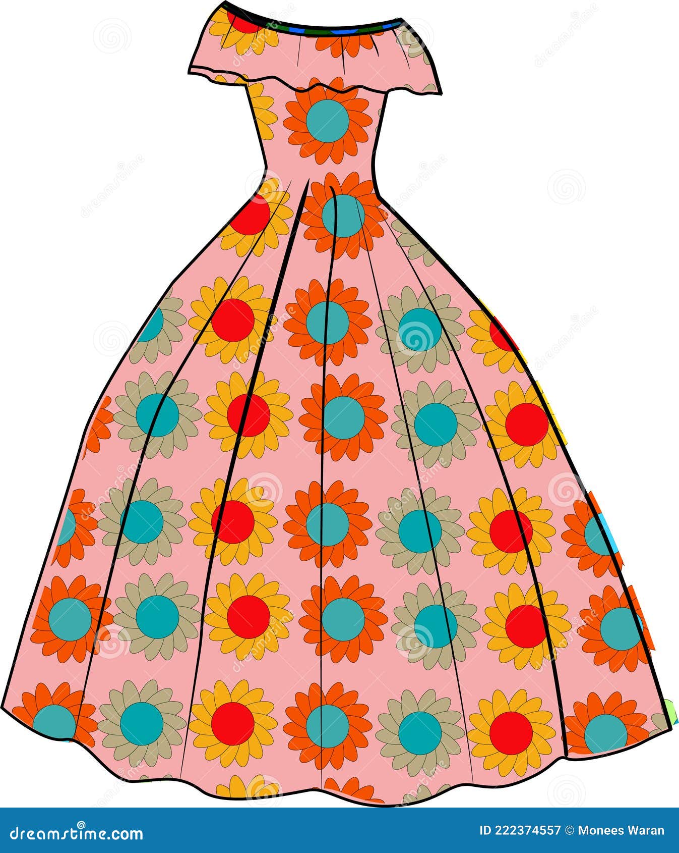 Beautiful Dress for Women with Flower Picture Design Stock Vector ...