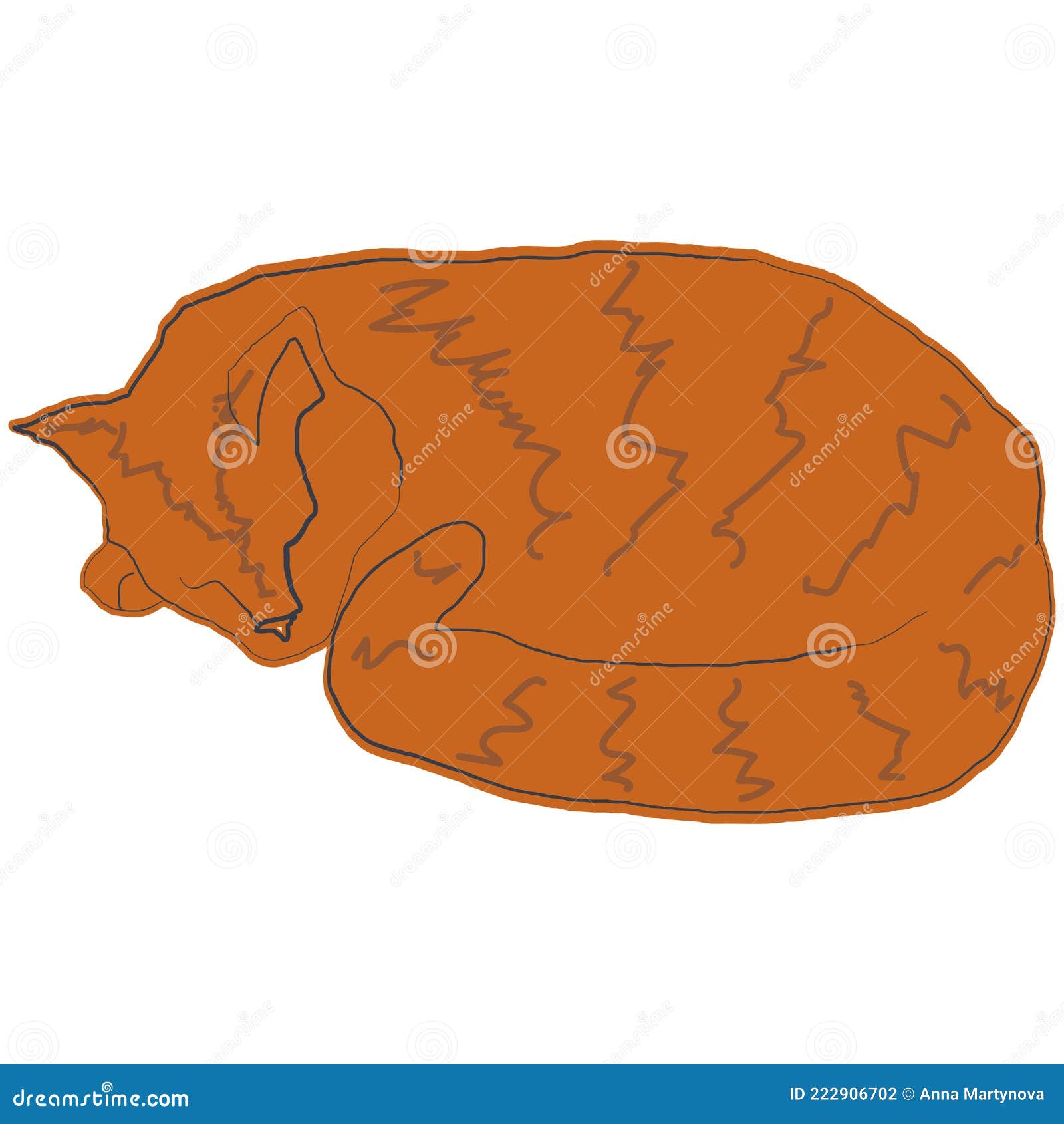 Hand Drown Red Cat Sleeping Stock Vector - Illustration of abstract ...