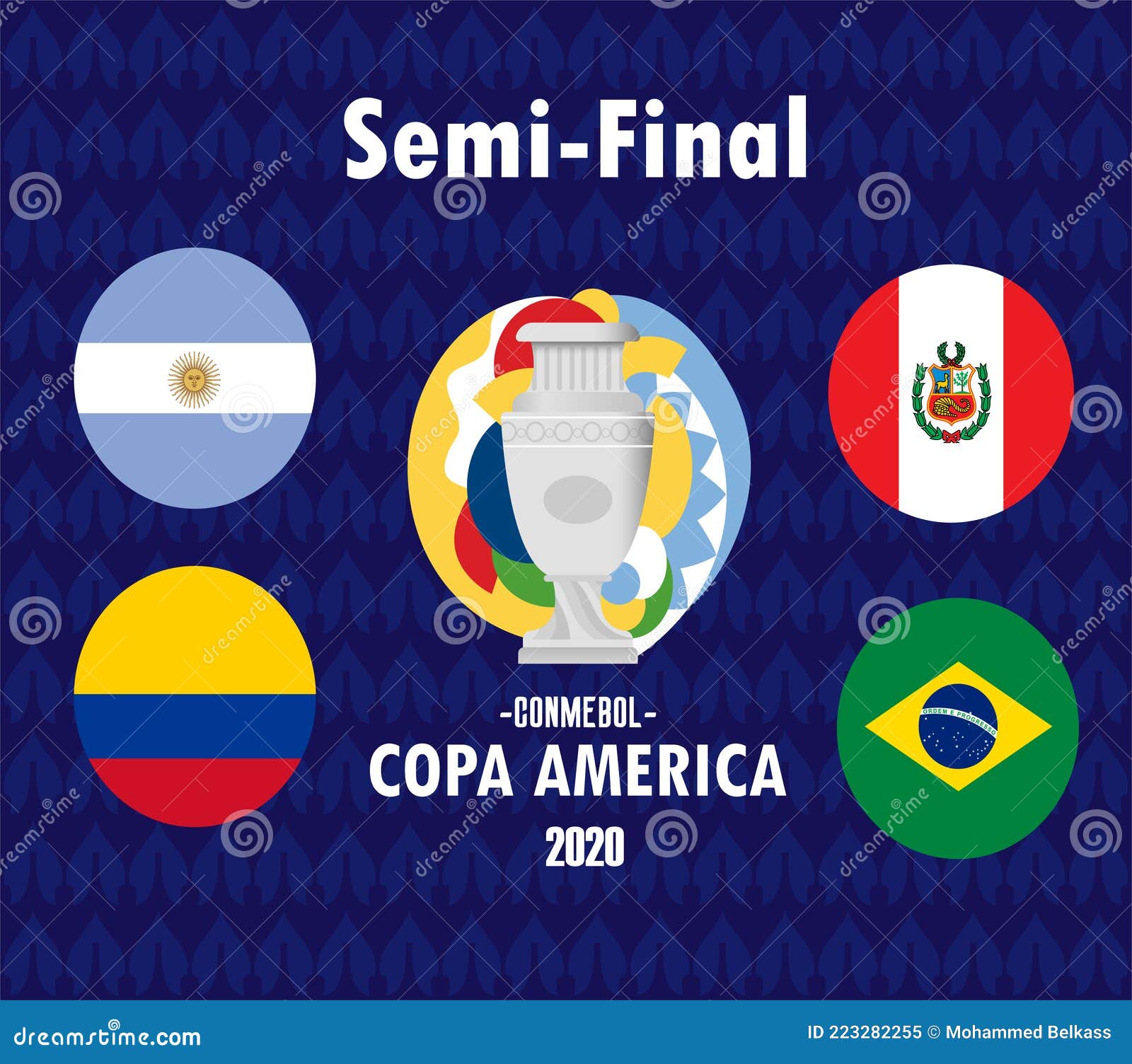 Copa America 2020 Semi Final Flags Countries Stock Vector ...