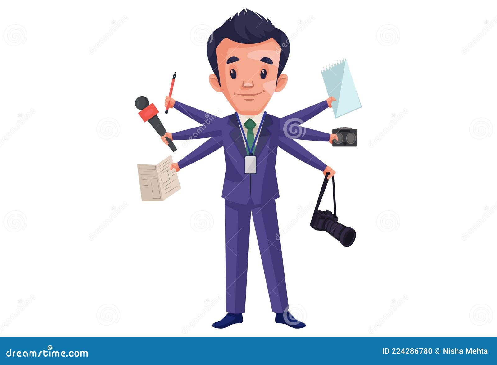 Vector Graphic Illustration of Journalist Boy Stock Vector ...