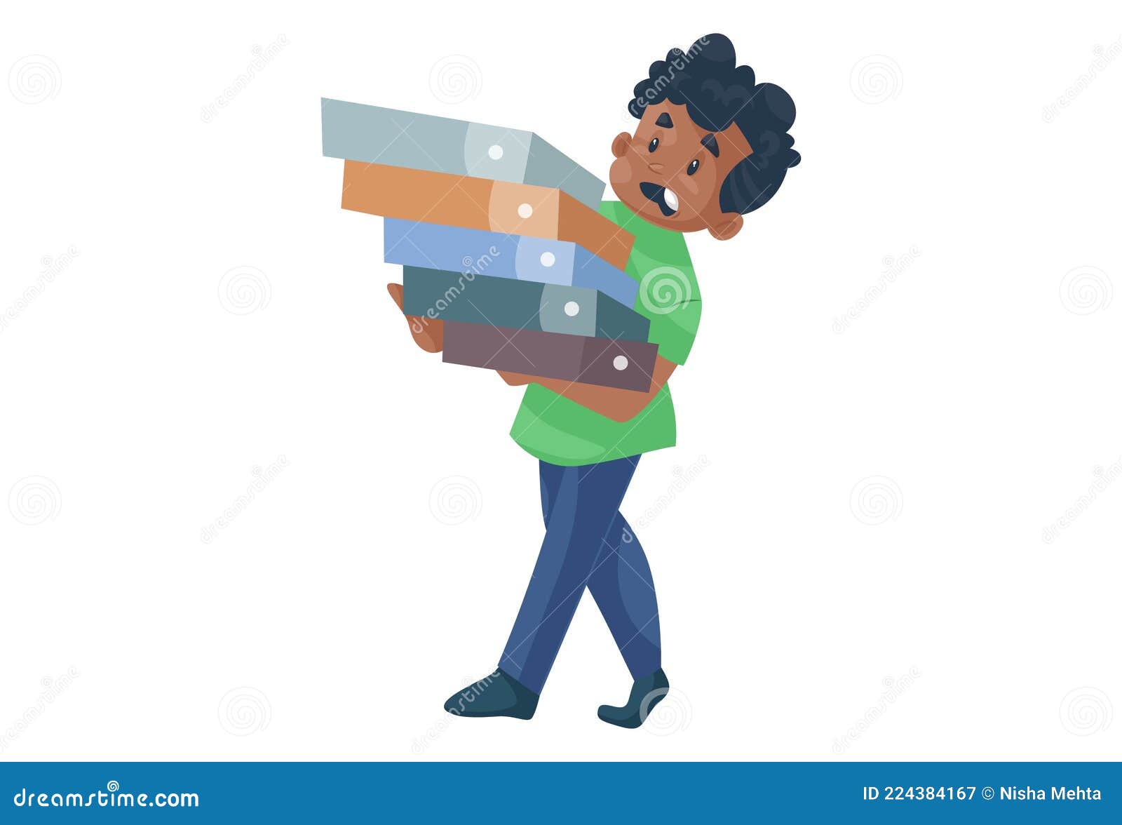 Office Boy is Holding Files Stock Vector - Illustration of heavy, funny ...
