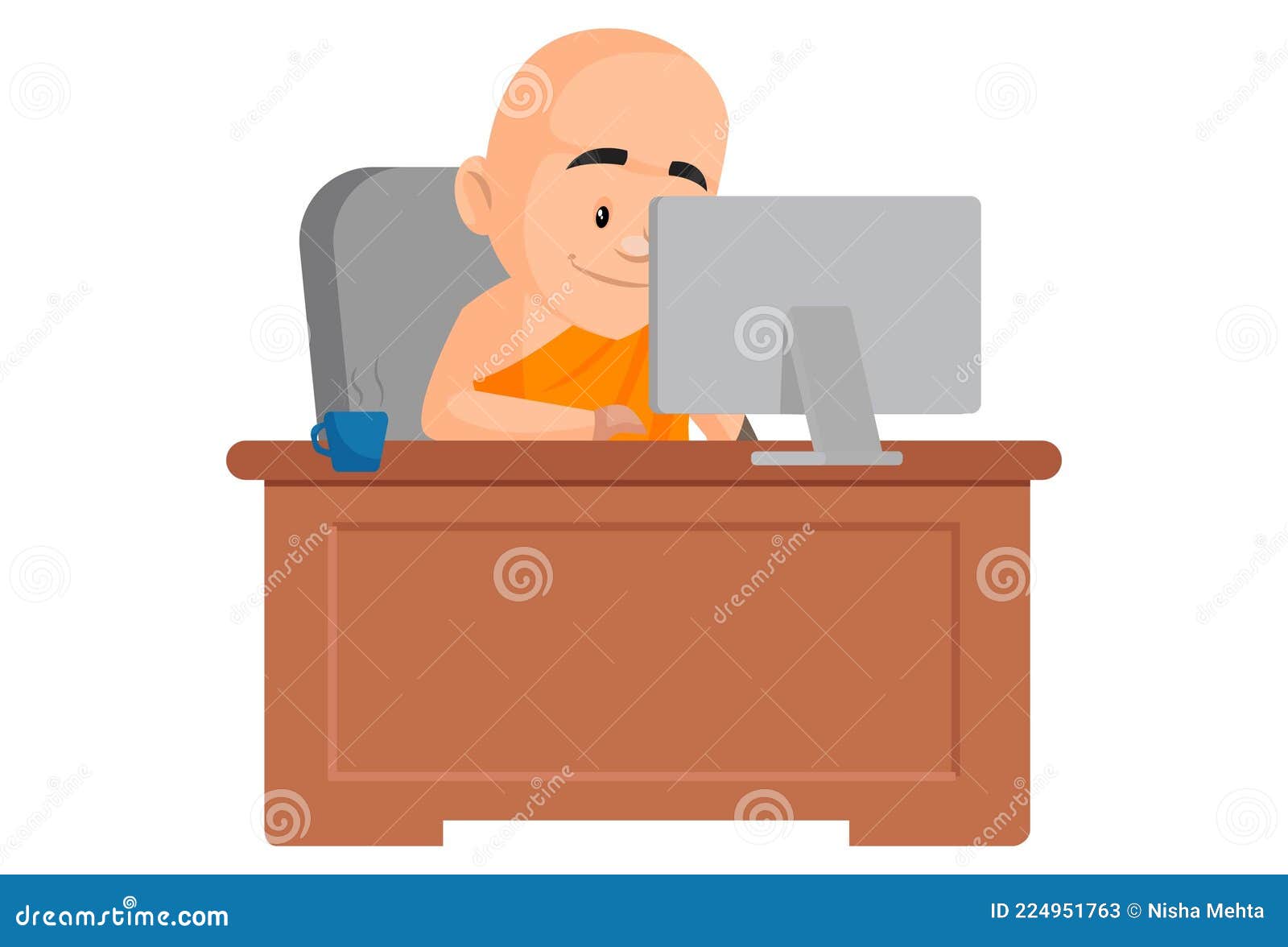 Vector Graphic Illustration of Indian Urban Monk Stock Vector ...