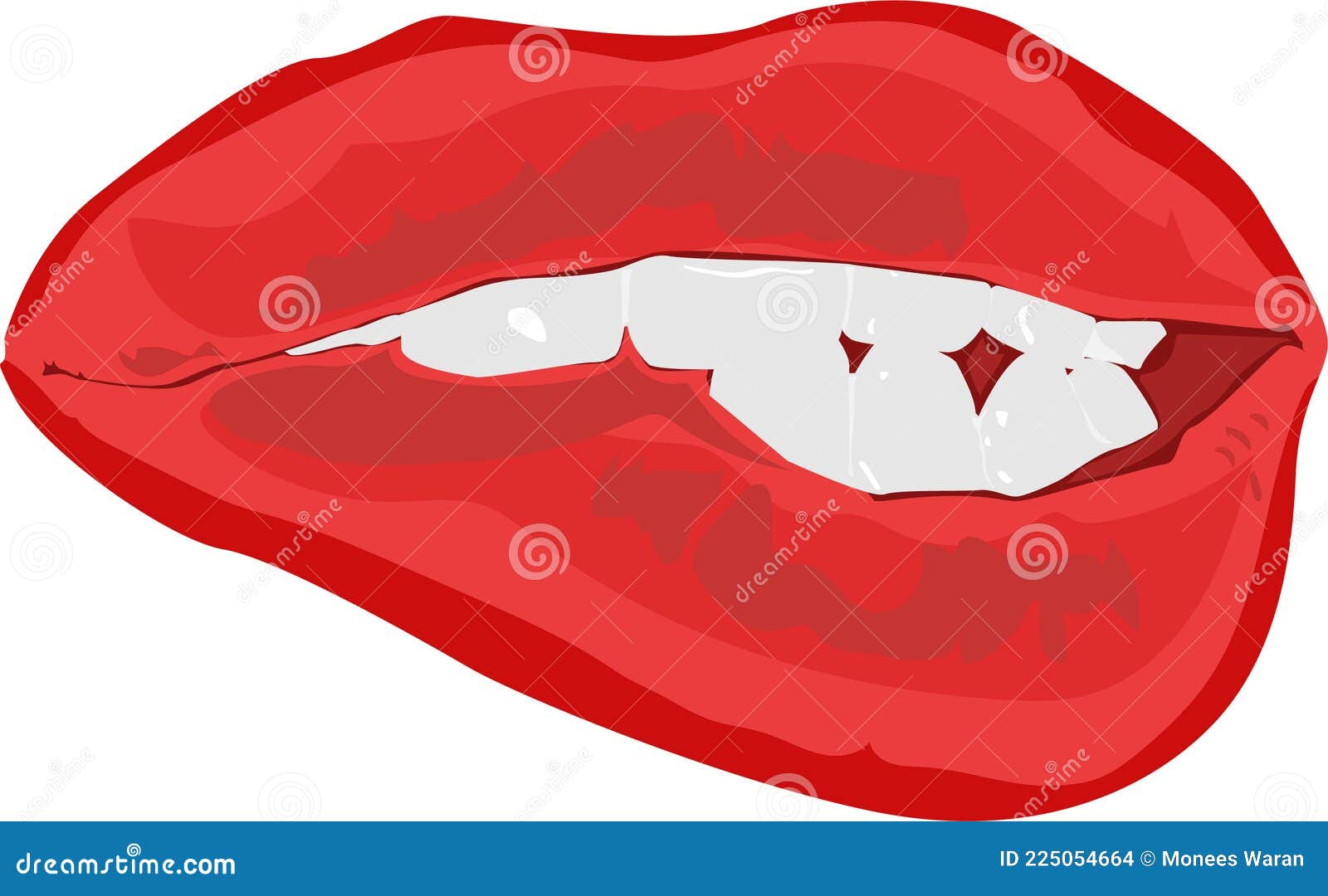 Lip Biting Art & Illustration Stock Vector - Illustration of like, face ...