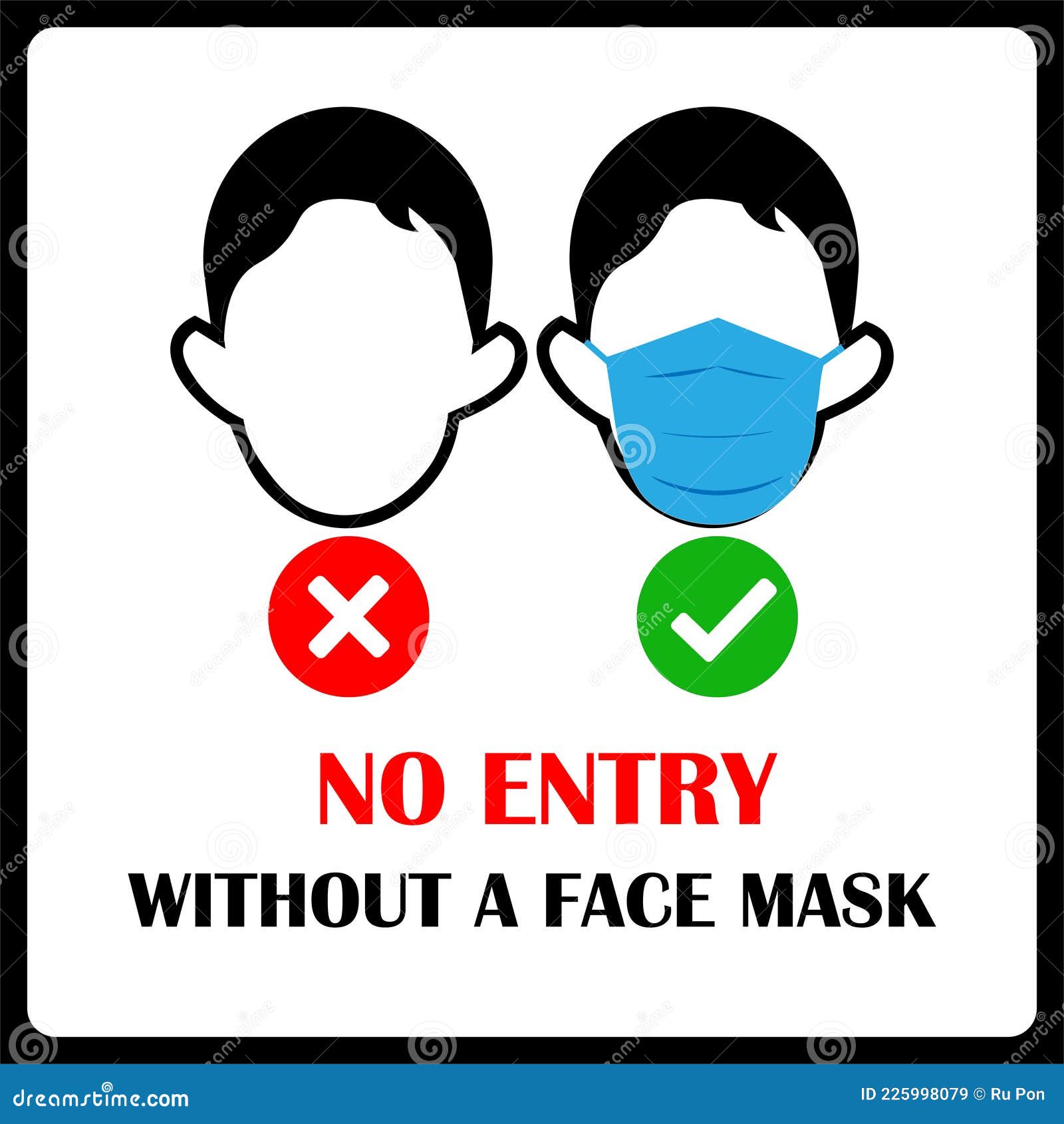 Art & Illustration. No Entry without a Face Mask Sign and Symbol. Wear ...