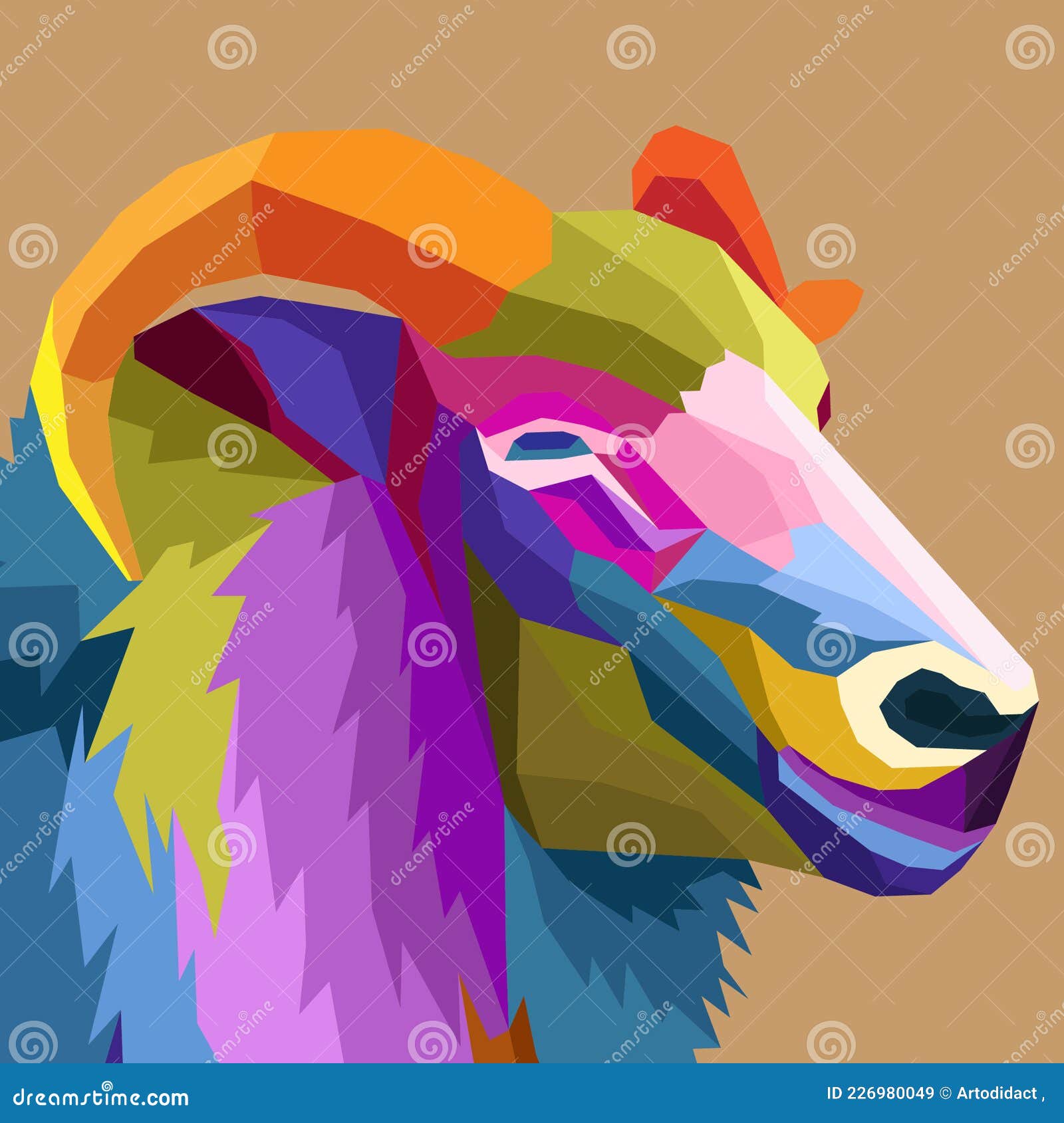 Colorful Sheep Pop Art Portrait Vector Illustration Stock Vector ...