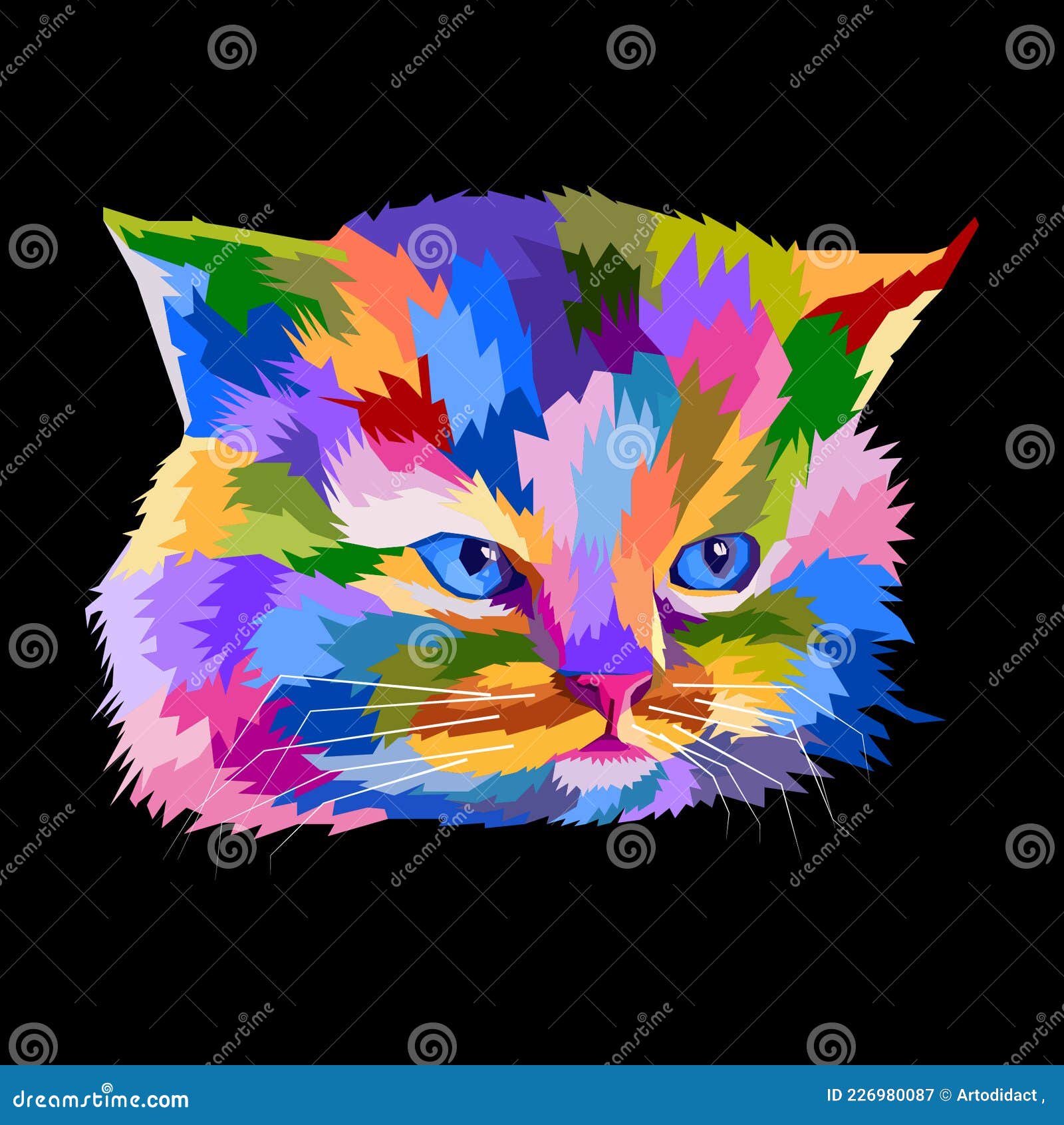 Colorful Cat Pop Art Portrait Isolated Decoration Poster Design Stock ...
