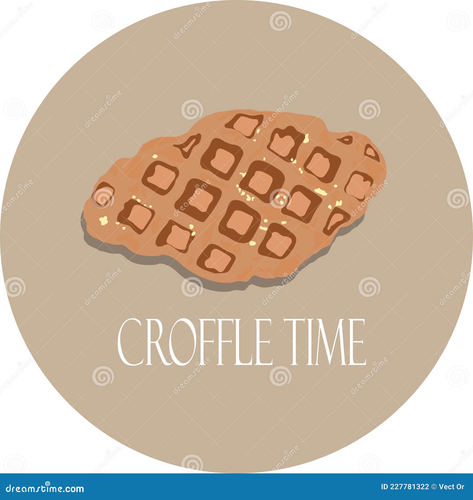 Croffle Time. Waffle from Croissant. Tasty Pastery. Stock Illustration ...