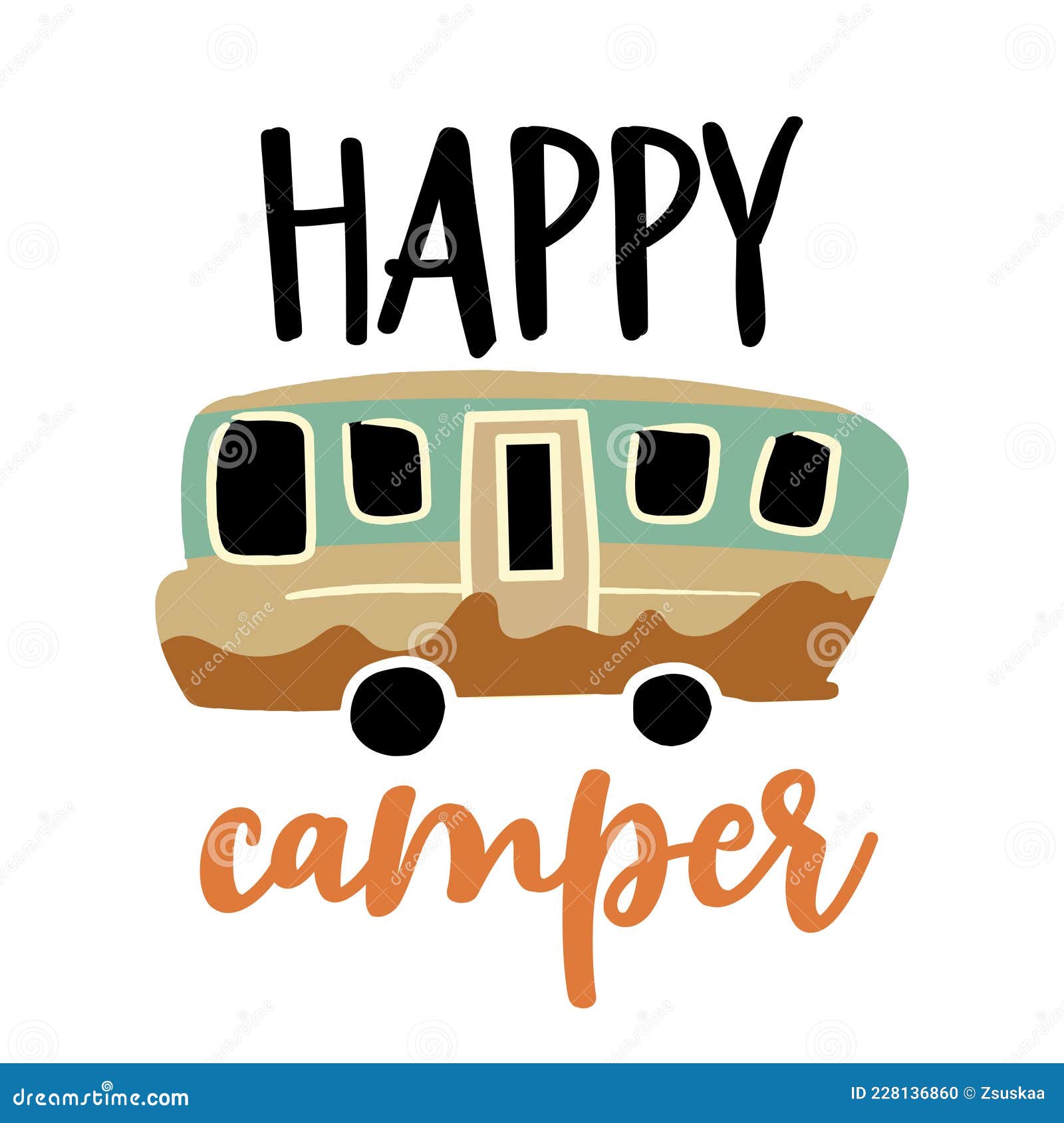 Happy Camper Vector Download. Mobile Recreation. Happy Camper Trailer ...