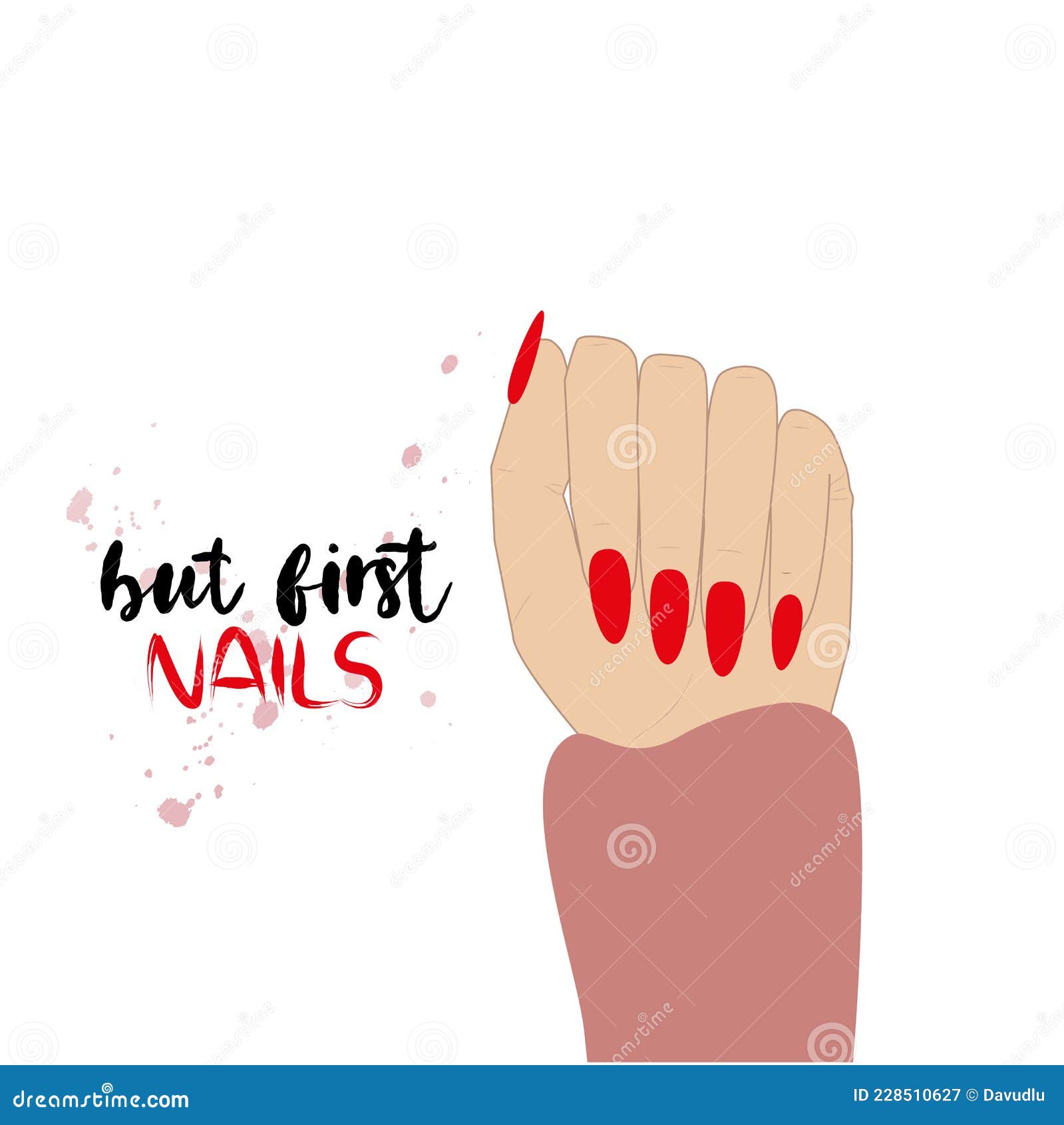 But First Nails Vector Handwritten Lettering about Nails and Hand with ...
