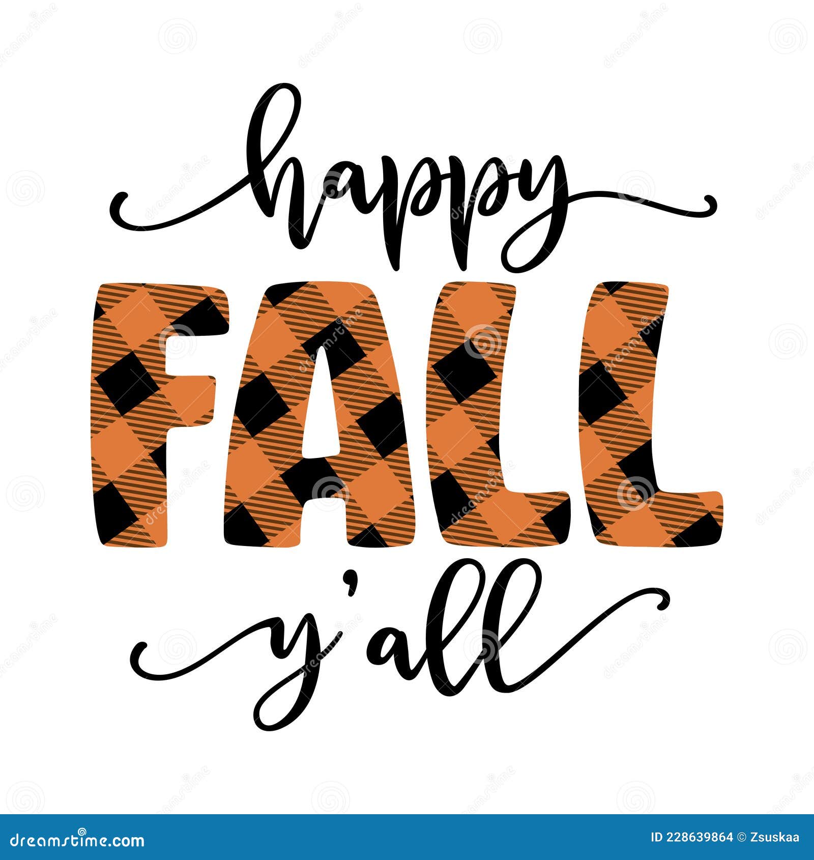 Happy Fall Y`all - Hand Drawn Vector Text. Autumn Color Poster Stock ...