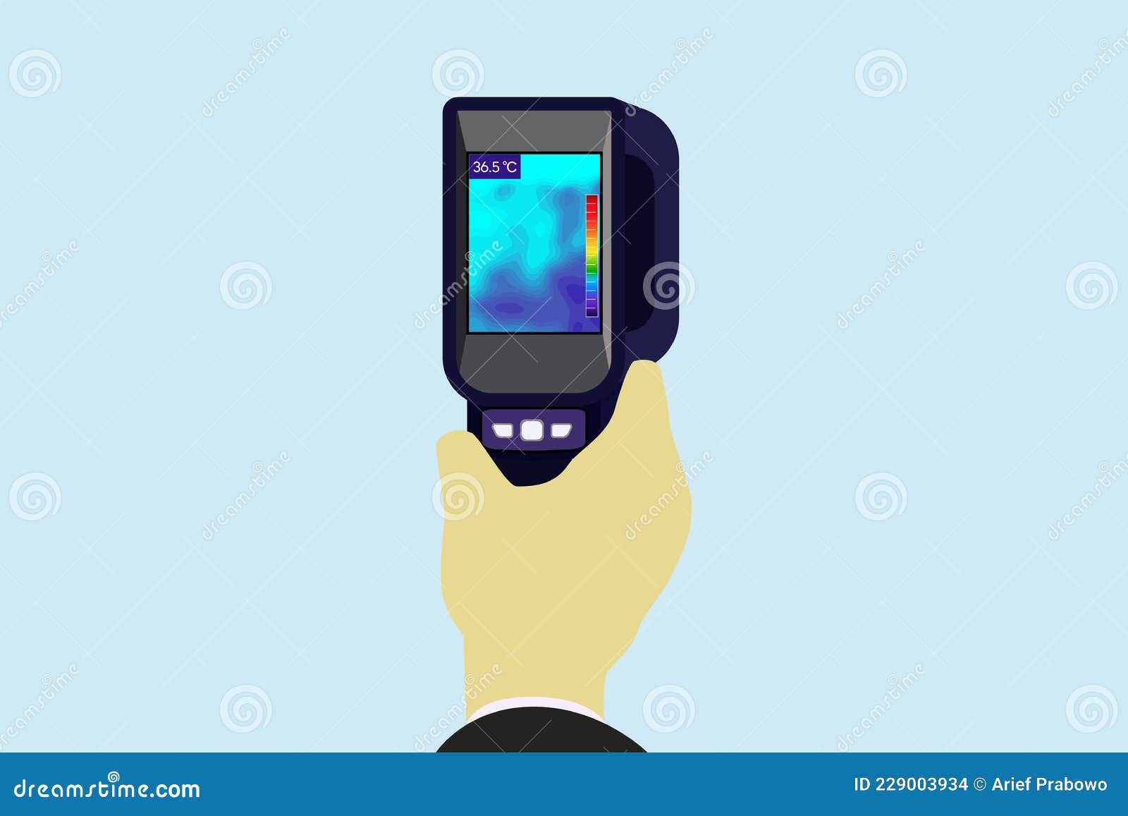 Illustration Vector Graphic of Hands Holding Handheld Infrared Thermal ...
