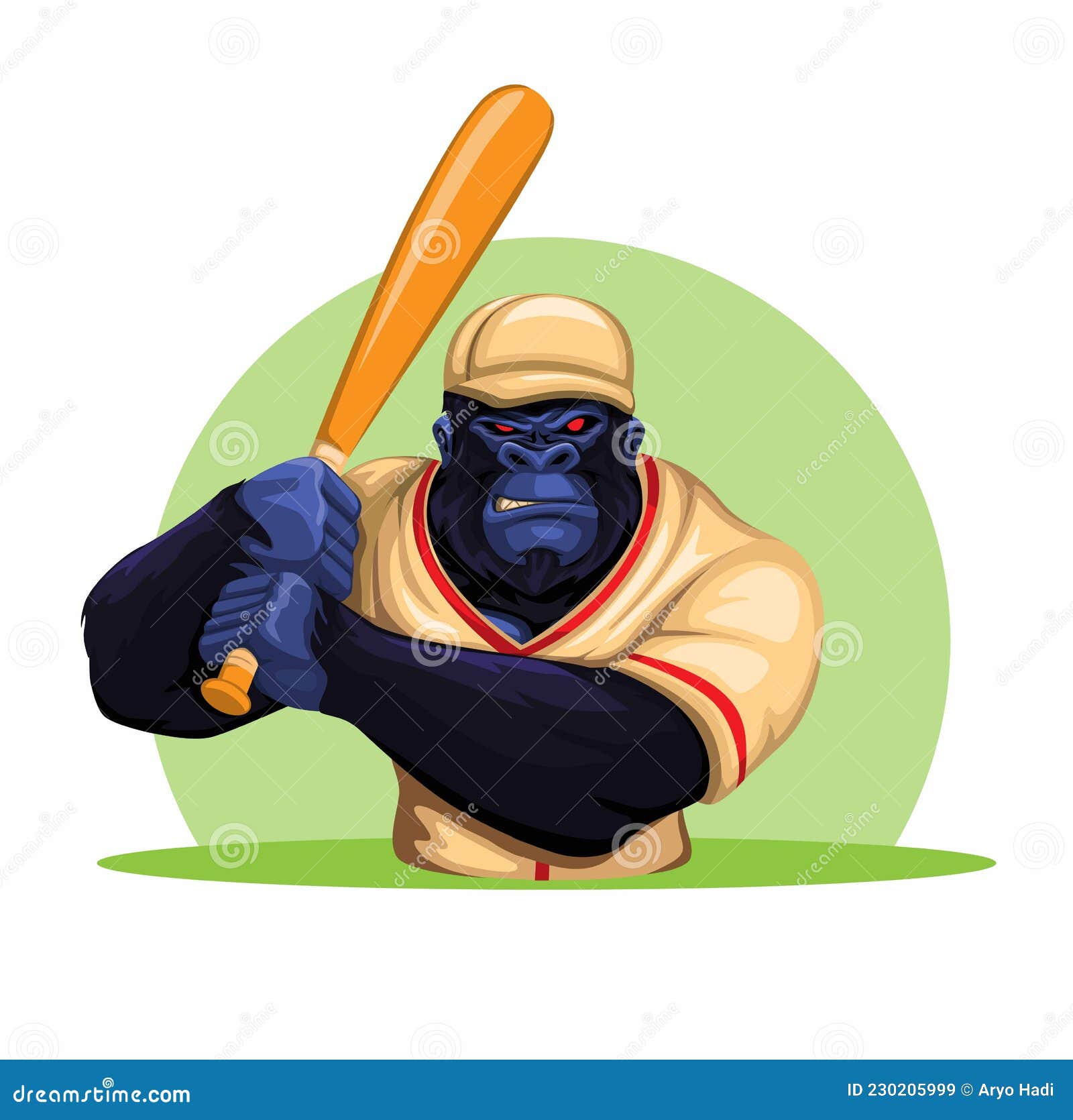 Monkey In Baseball Cap. Gorilla Face. Vector Illustration ...