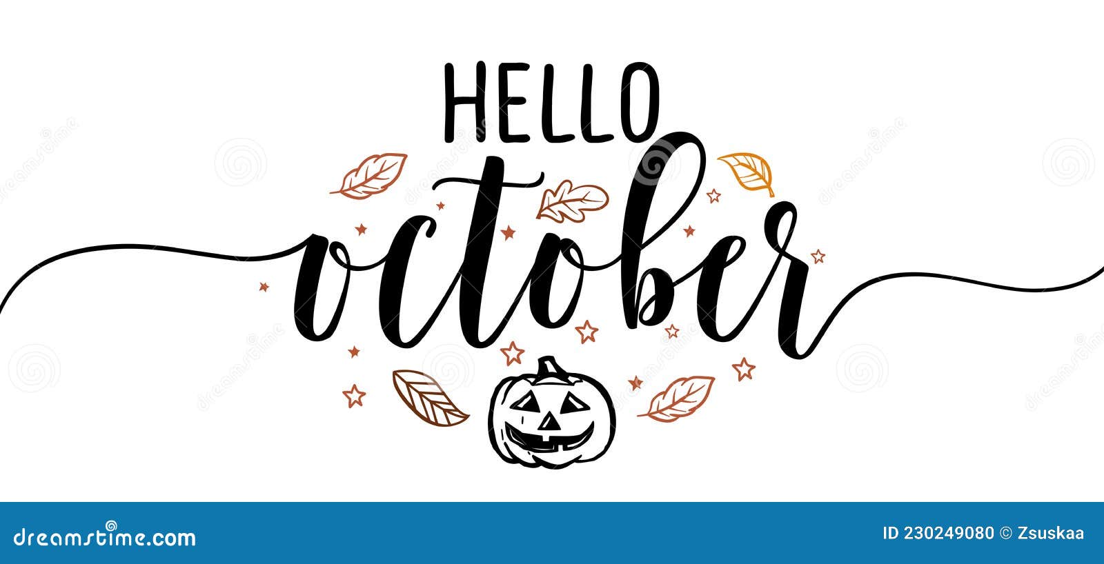 Hello October - Inspirational Happy Fall, Autumn Beautiful Handwritten ...