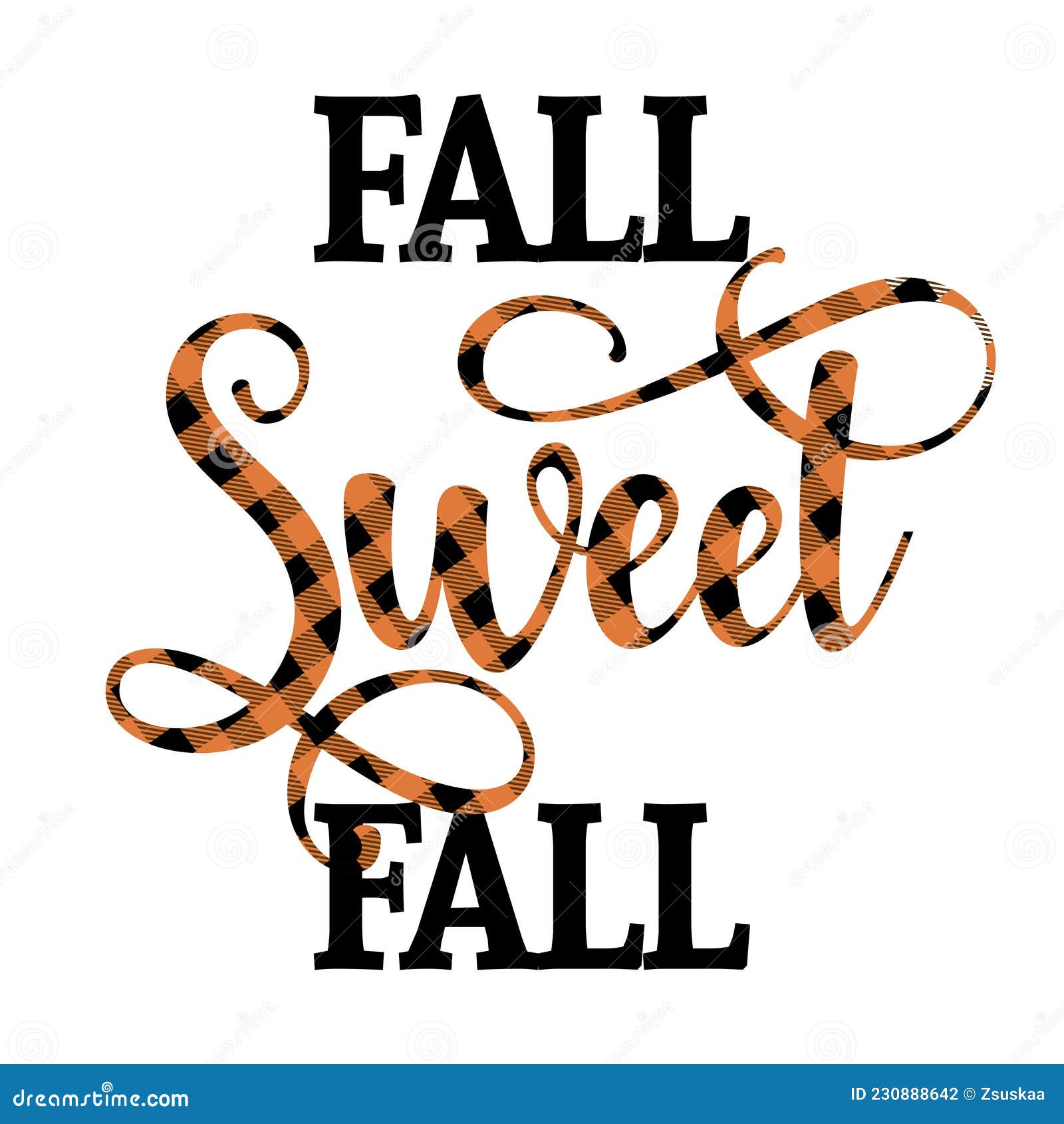 Fall Sweet Fall - Hand Drawn Vector Text. Autumn Color Poster Stock ...