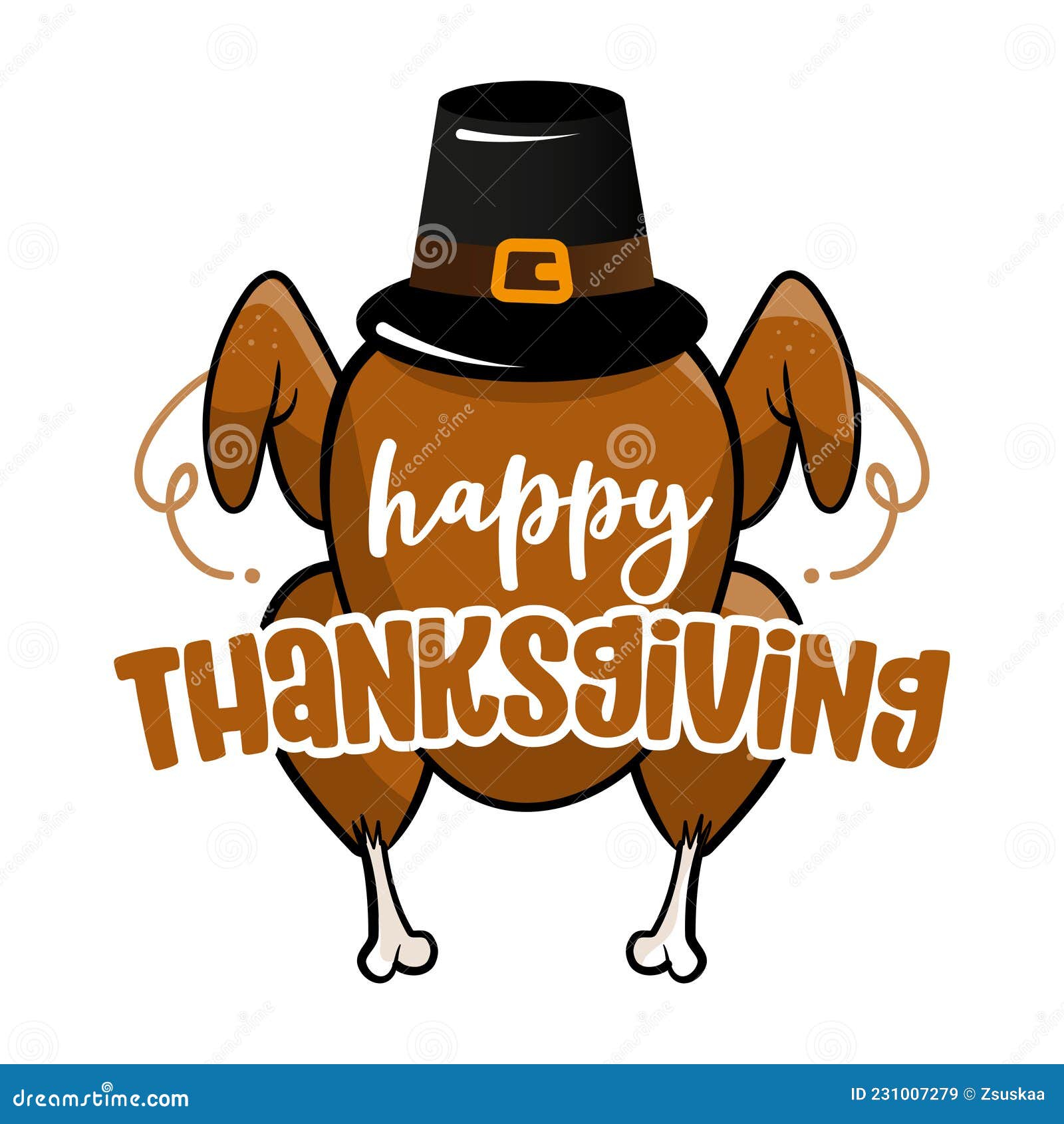 Happy Thanksgiving with Pilgrim - Funny Thanksgiving Text with Cartoon ...