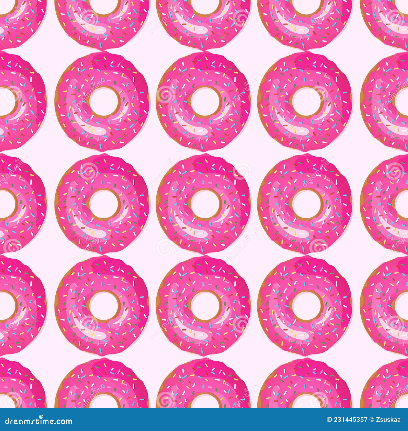 Donut Seamless Pattern with Glazed Donuts Stock Vector - Illustration ...