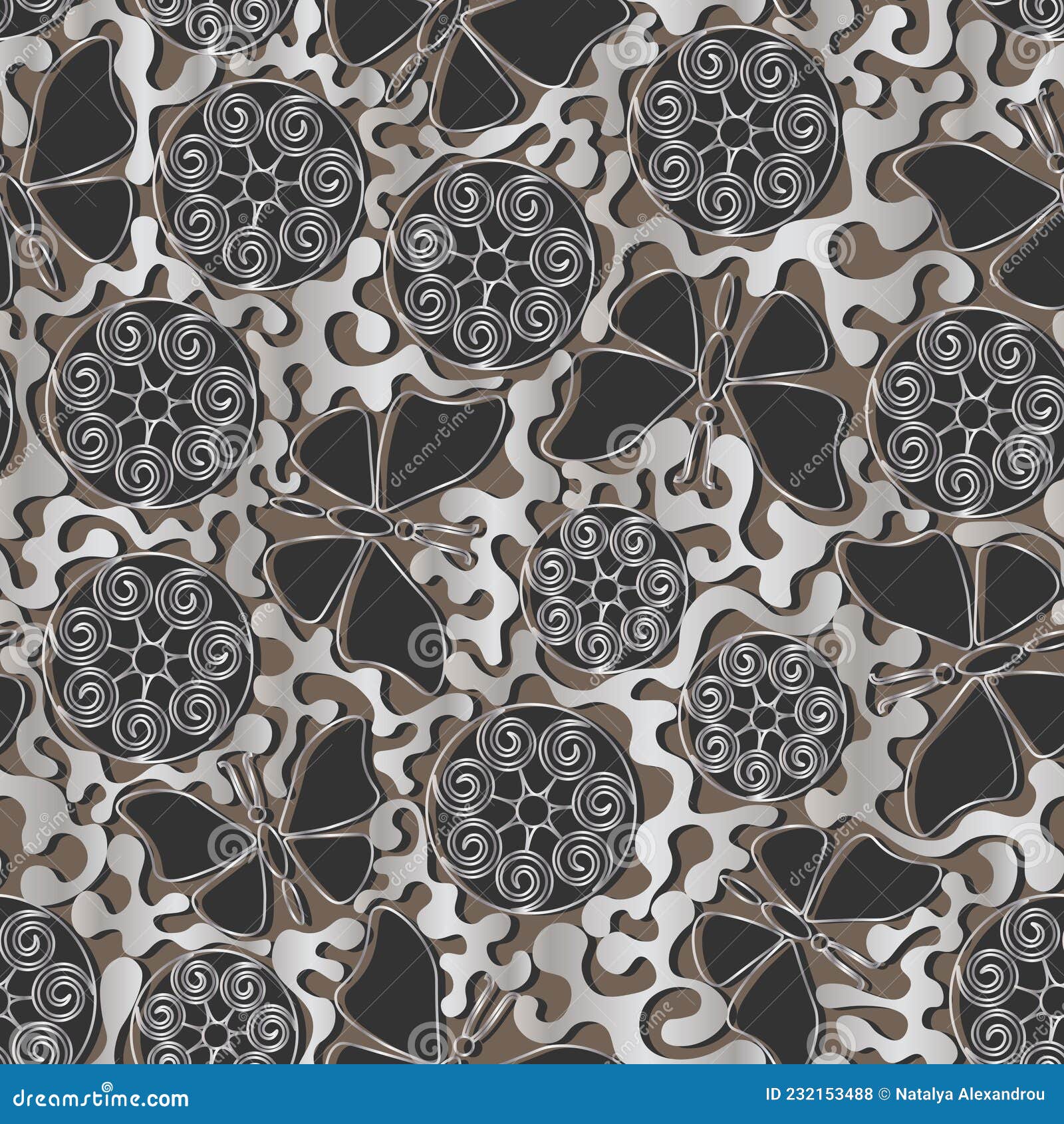 Silver Butterflies Silhouette, On A Black Background Cartoon Vector ...