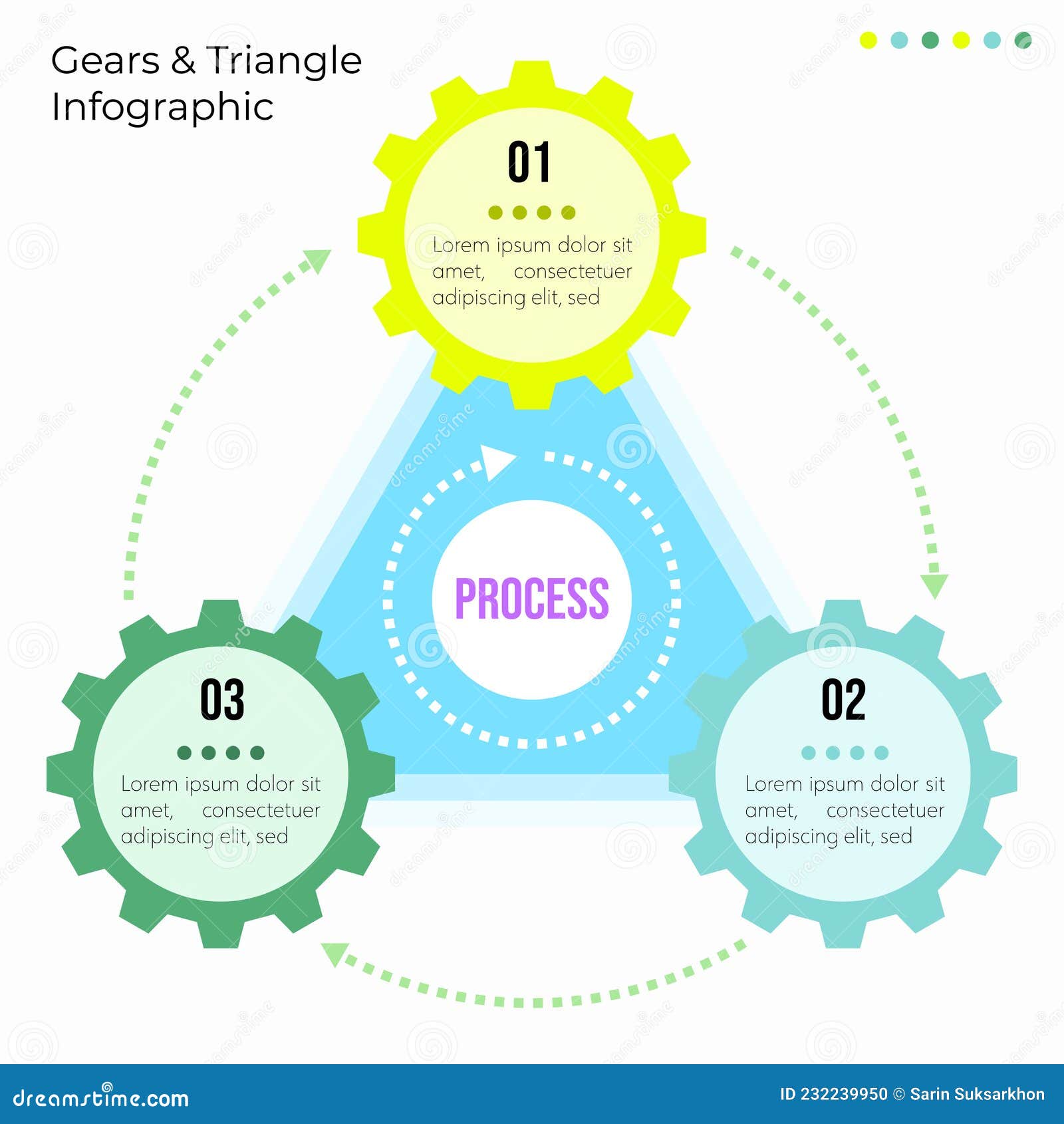 Vector Illustration of 3 Steps Gear and Text Infographic Stock Vector ...