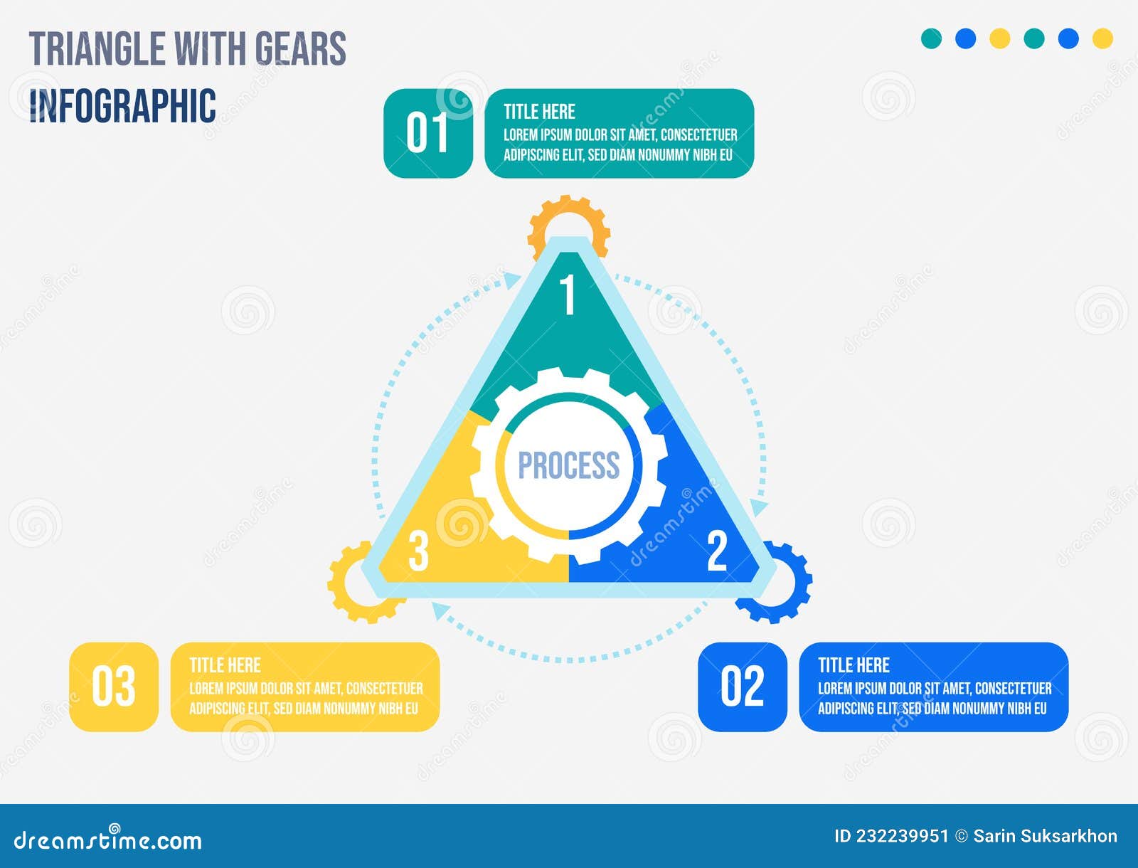 Vector Illustration of 3 Steps Gear and Triangle Infographic Stock ...