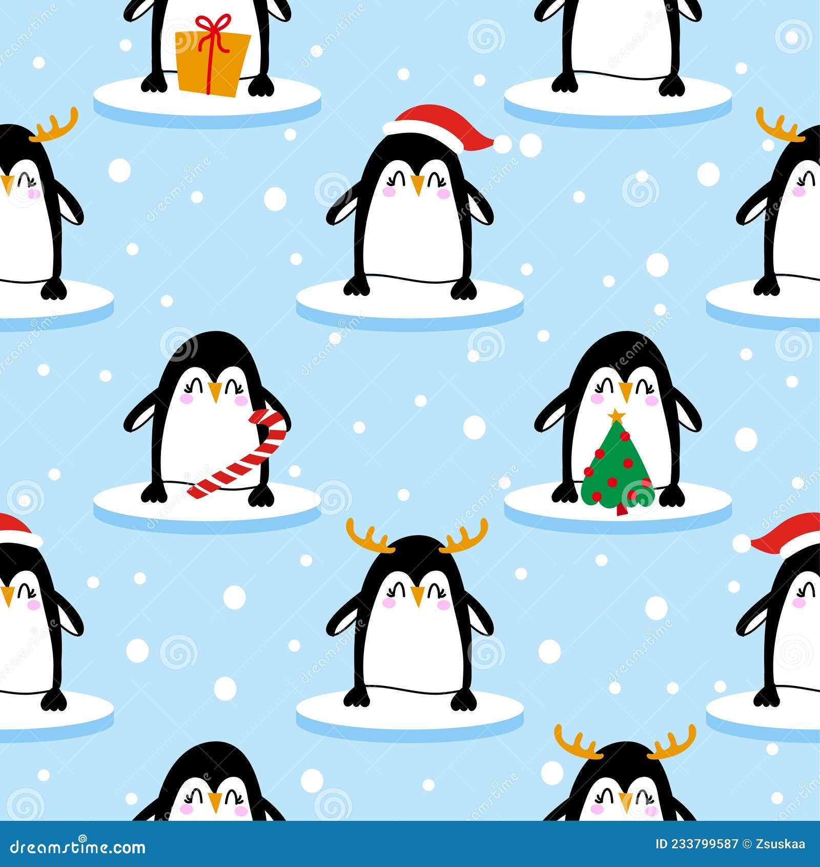 Penguin Pattern Design with Several Penguins Stock Vector ...