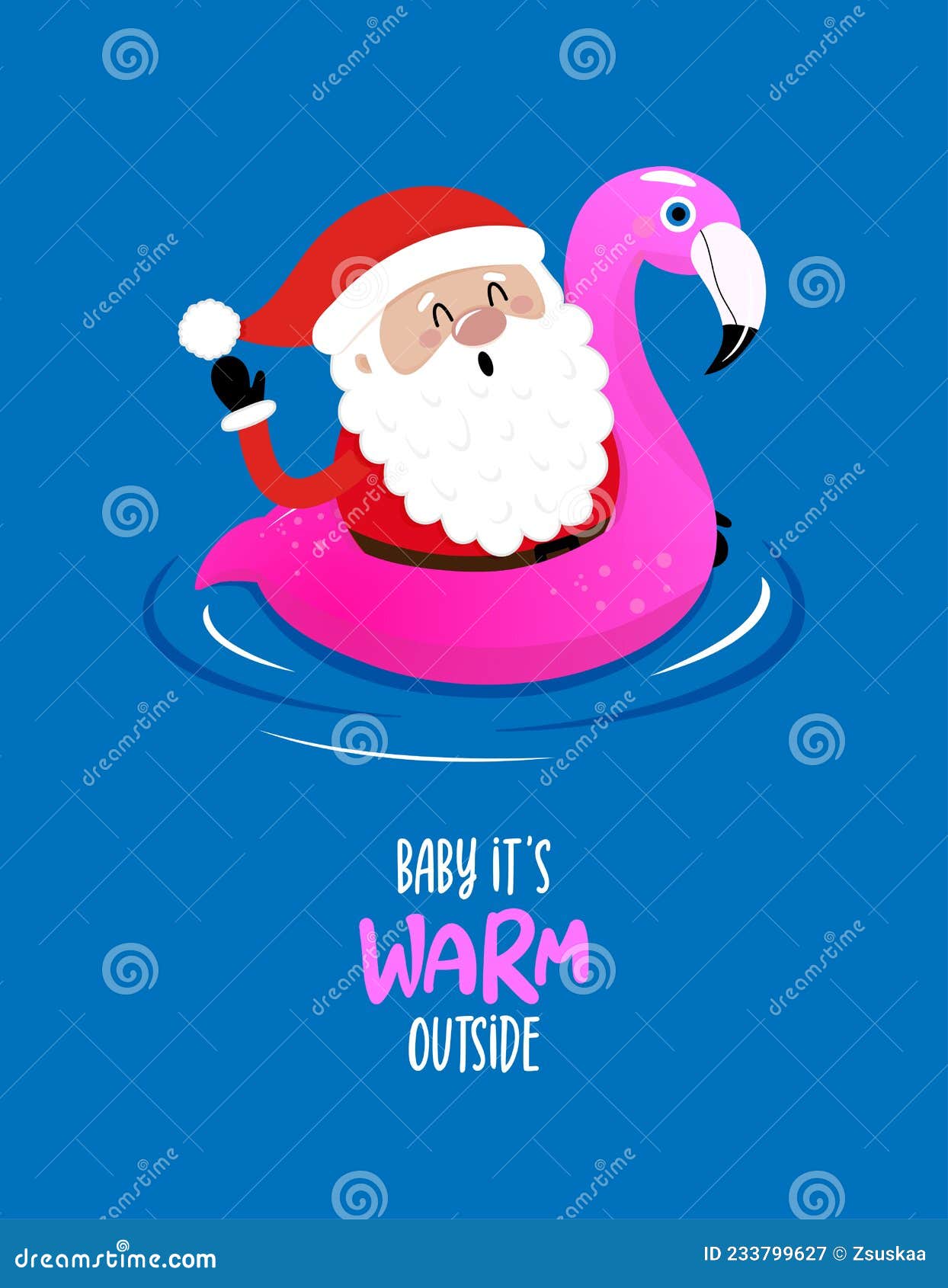 Baby it`s Warm Outside - Santa Claus with Flamingo Inflatable Ring ...