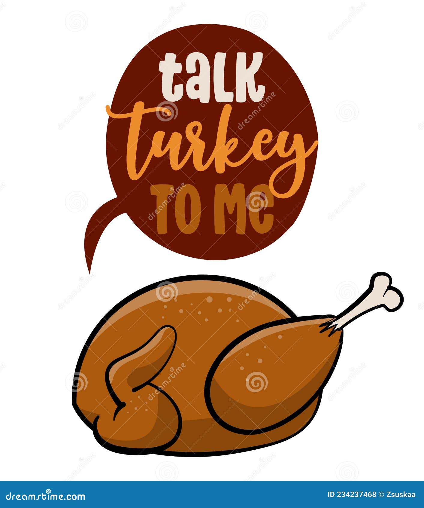 Talk Turkey To Me - Funny Thanksgiving Text with Cartoon Roasted Turkey ...