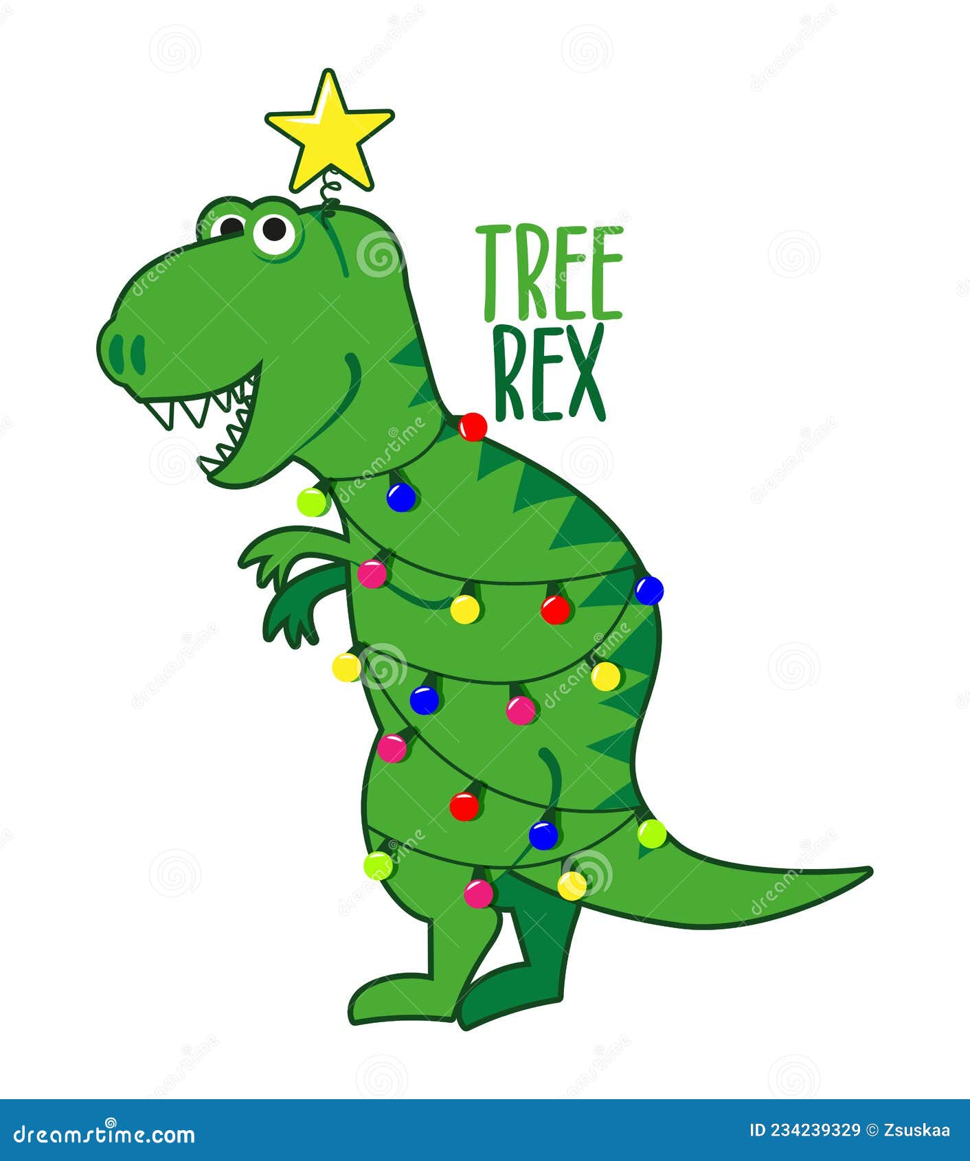 Tree Rex - Cute Christmas Dinosaurs. Adorable T Rex Character Stock ...
