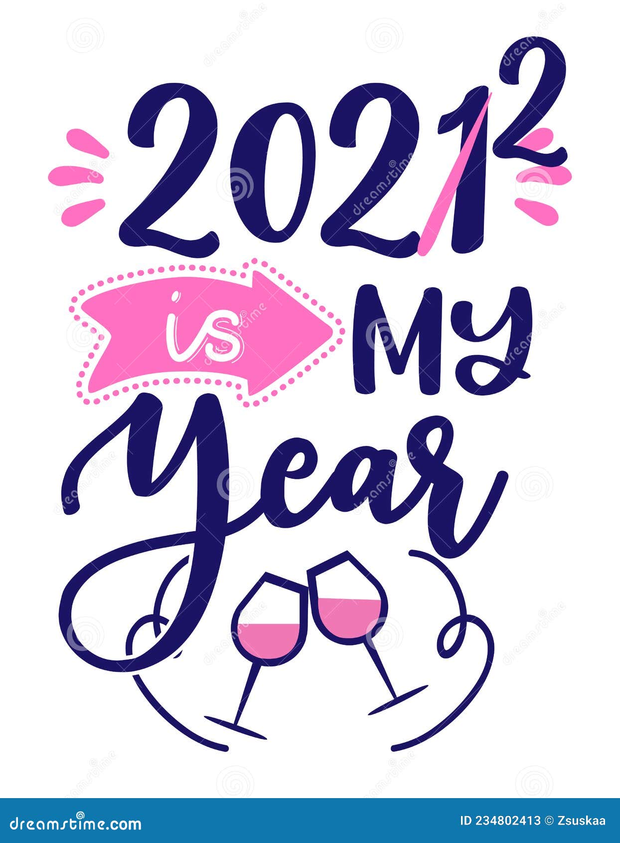 2022 is My Year - Happy New Year Greeting. Lettering Typography Poster ...