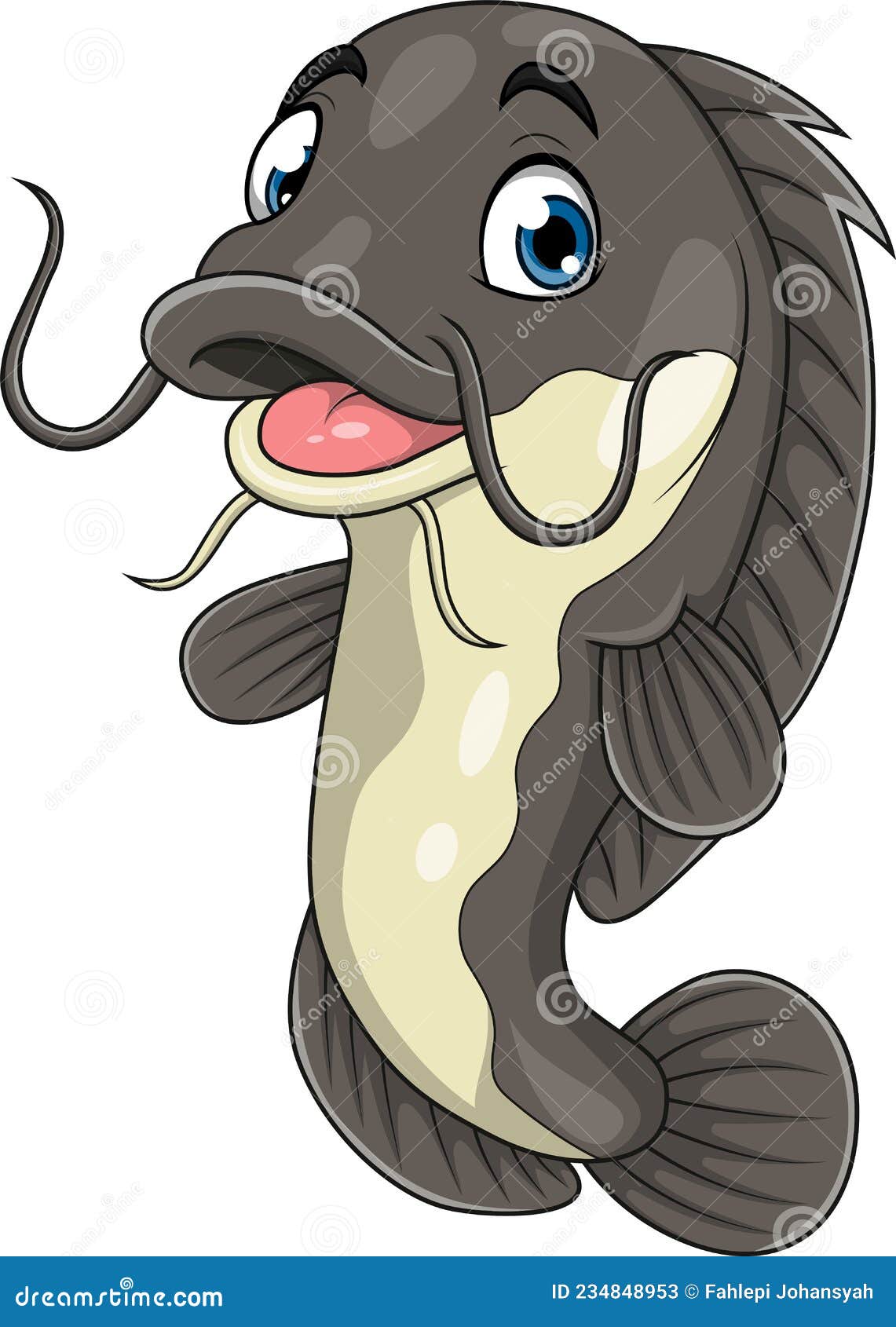 Cartoon Catfish Sea Creature Character. Vector Clip Art Illustration ...