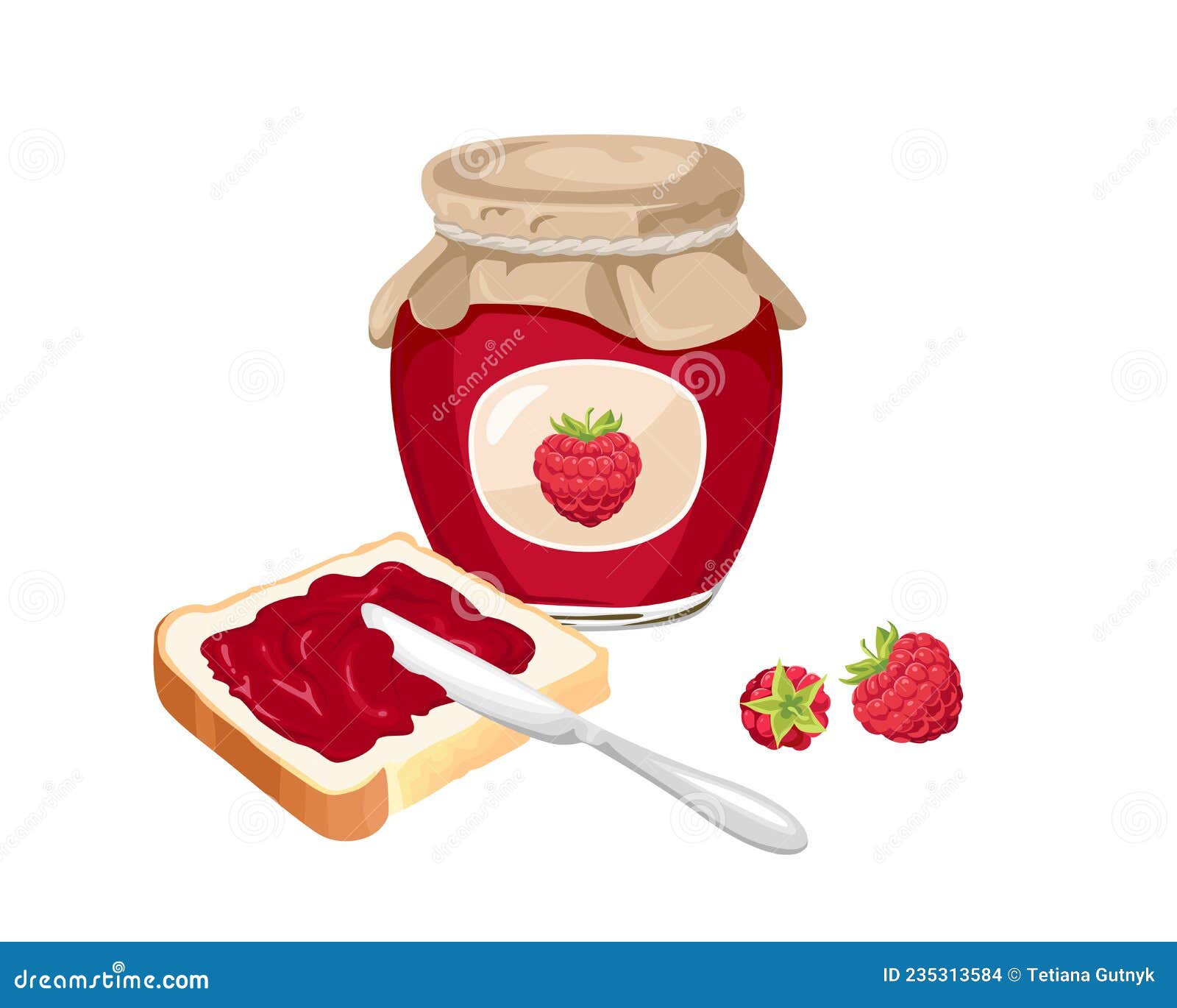 Cartoon Raspberry Jam Set. Vector Sweet Food Illustration Stock Vector ...