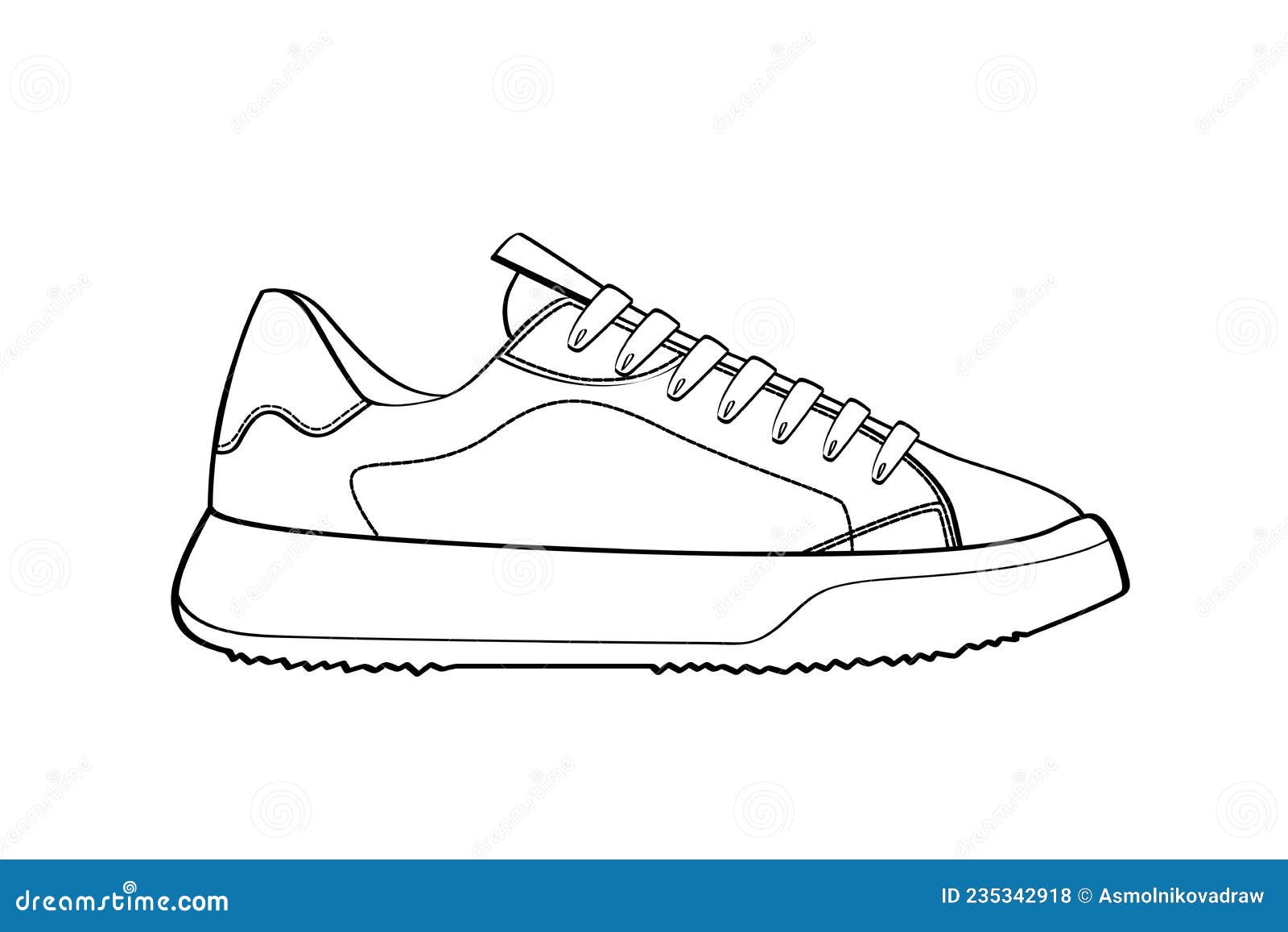 Hand Drawn Sneaker, Gym Shoes. Doodle Vector Illustration Stock Vector ...