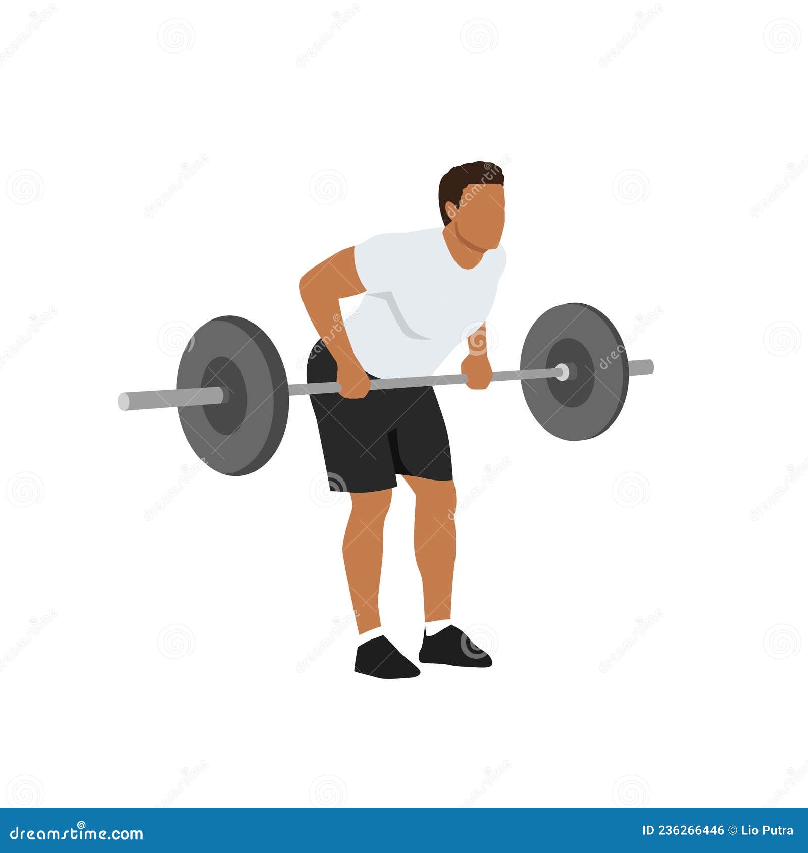The Athlete Performs the Bent-over Rows Exercise Stock Vector ...