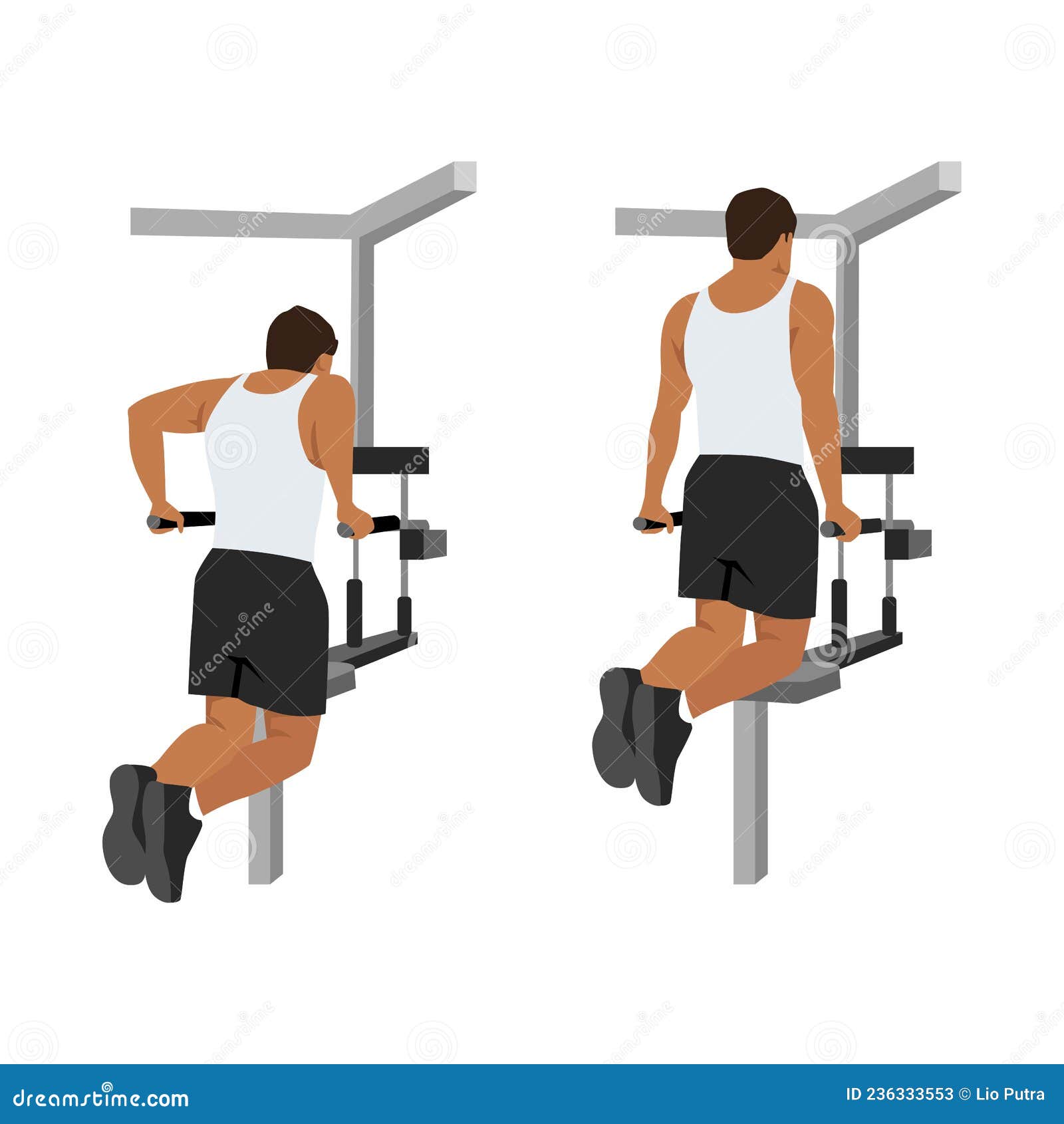 Flat Design Illustration with Male Character Doing Dips Stock Vector ...