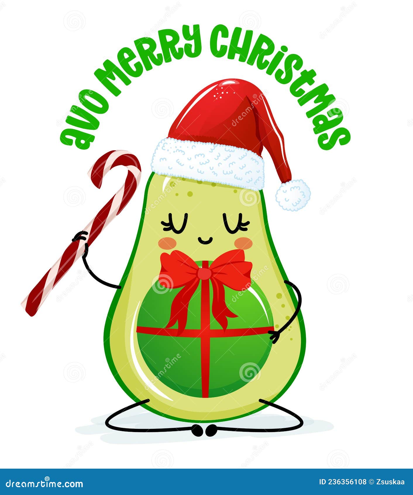 Avo Merry Avocado Character With Santa Hat And Christmas Ball. Royalty ...