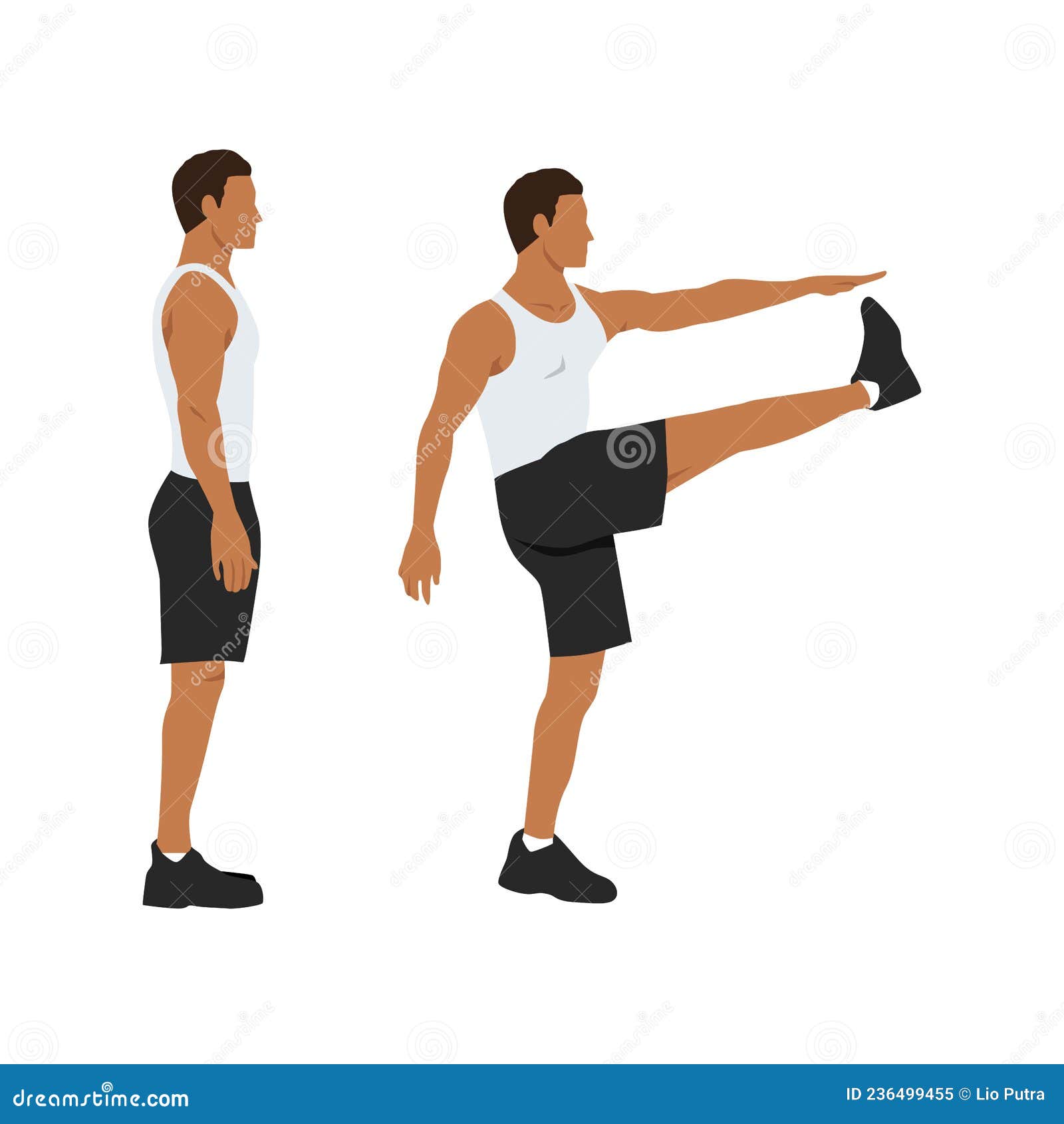 Man Doing Walking High Kicks. Soldier March Flat Vector | CartoonDealer ...