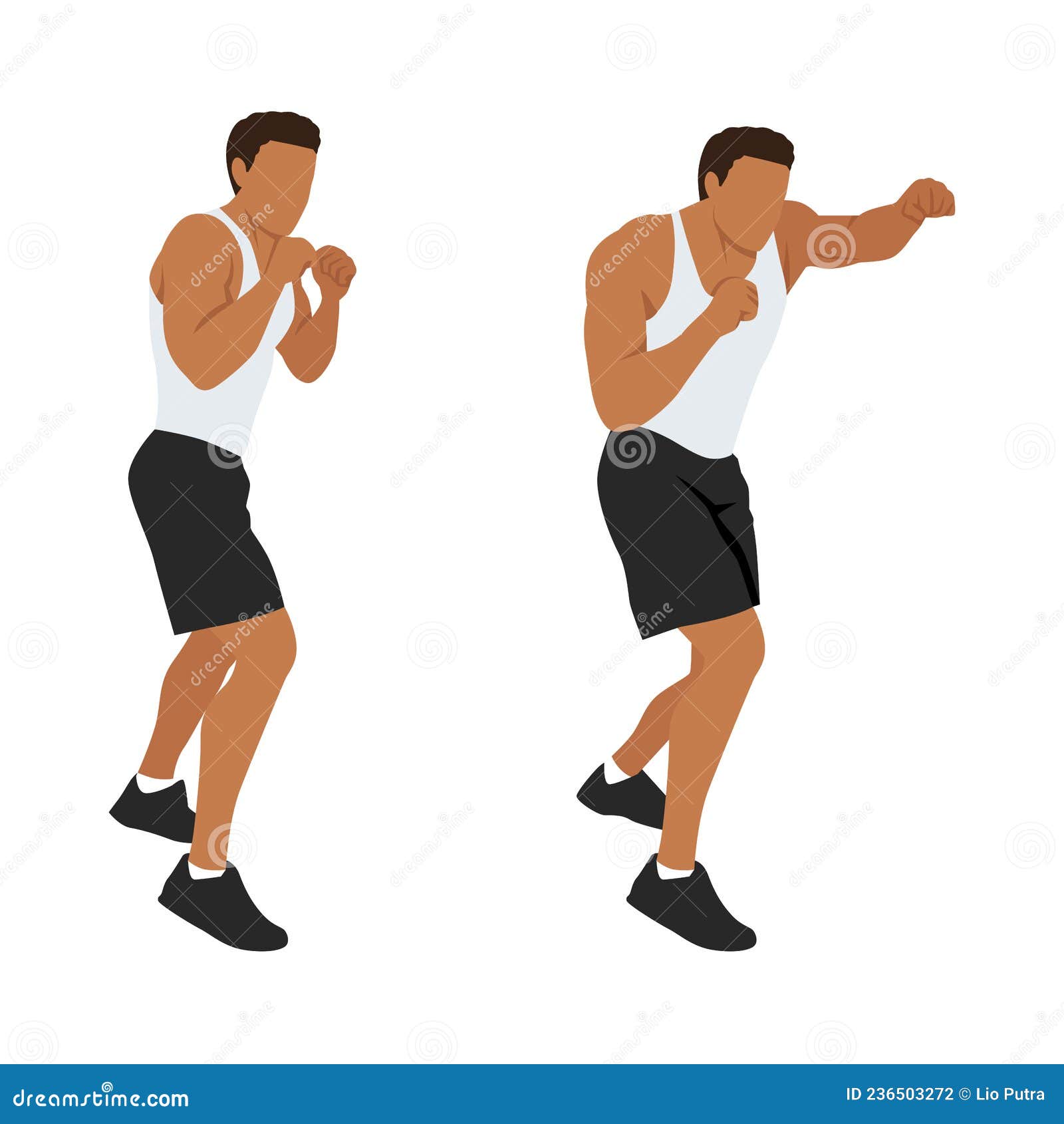 Man Doing Shadow Boxing Exercise. Flat Vector Stock Vector ...