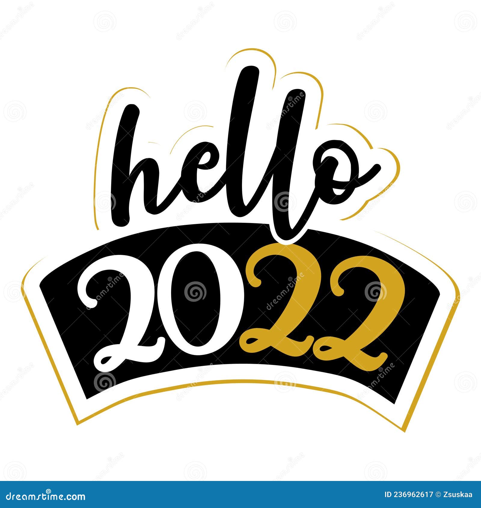 Hello 2022 - Greeting Card. Modern Brush Calligraphy. Isolated on White ...