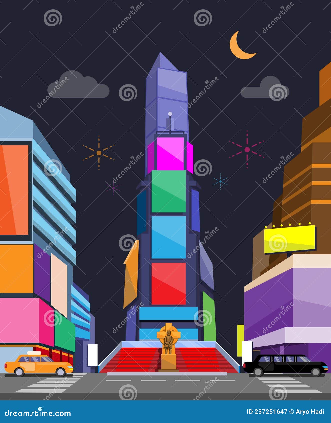 New York Time Squre with Colorful Ads Screen on Building at Night ...