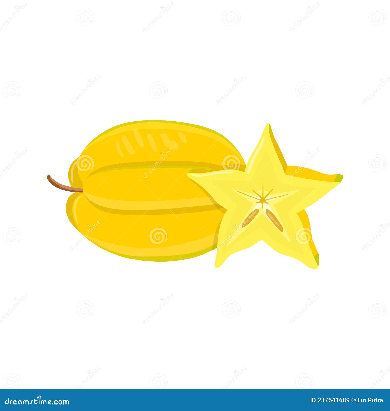 Flat Vector of Star Fruit Isolated on White Background Stock ...